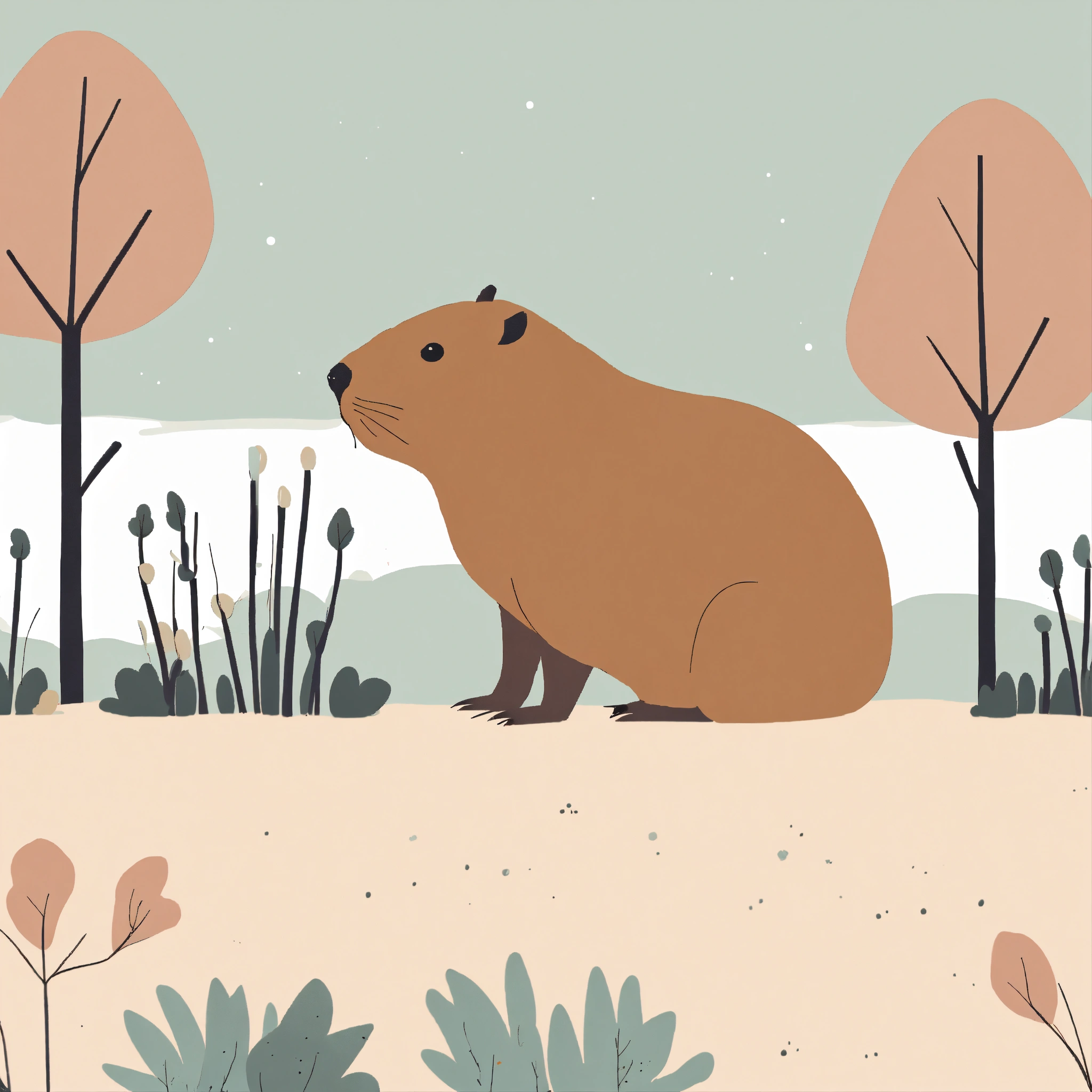 Lexica - A cute minimalistic simple capybara side profile Clipart ...