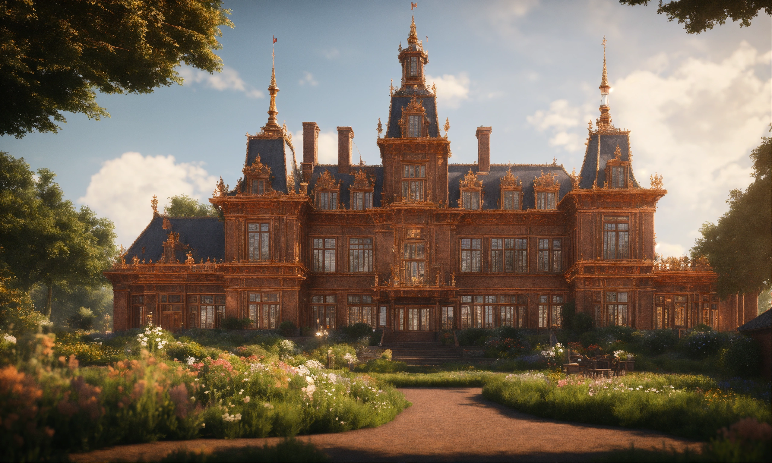 Lexica - Full image of a massive copper palace, dutch architecture, on ...