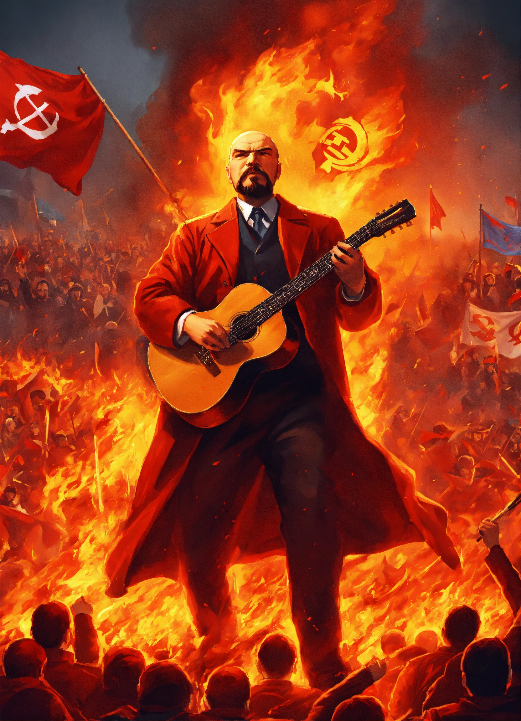 Lexica - Illustration Lenin, with a determined look, is playing a ...
