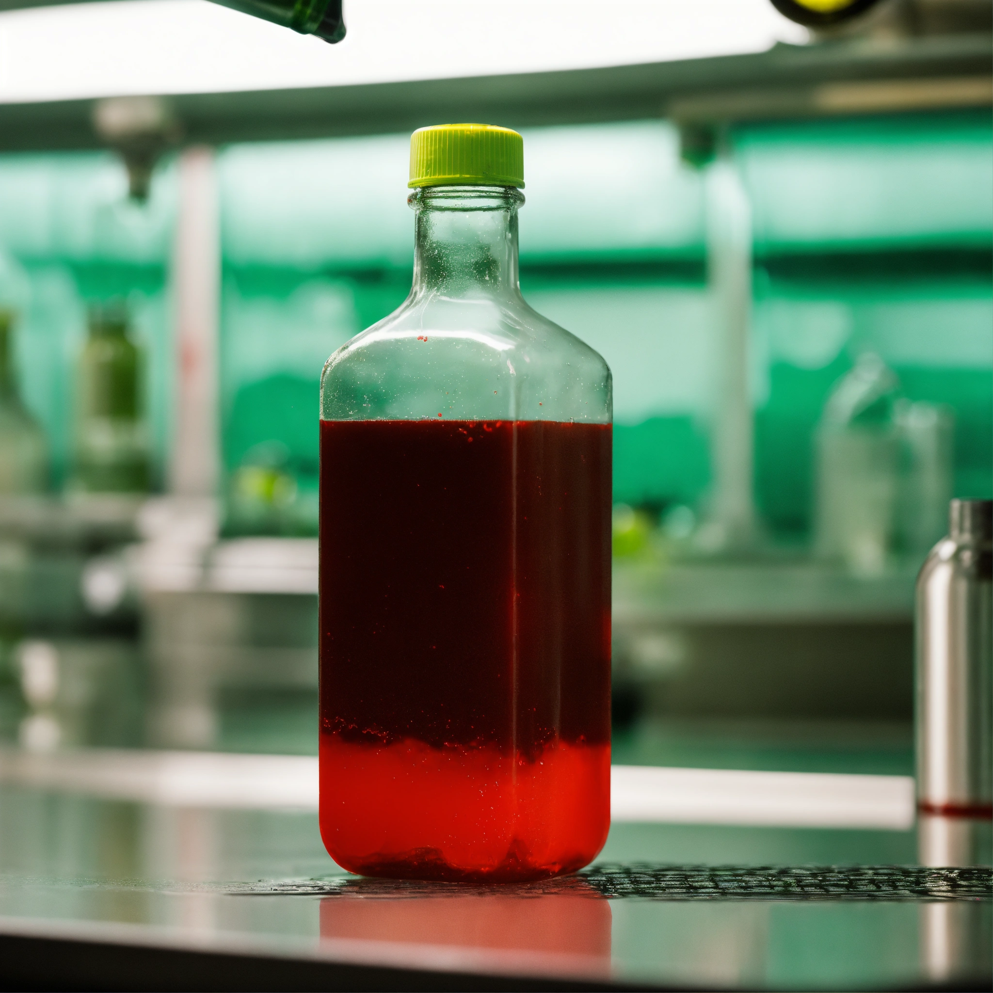 Lexica - A rectangular plastic bottle with a clear red liquid inside in ...