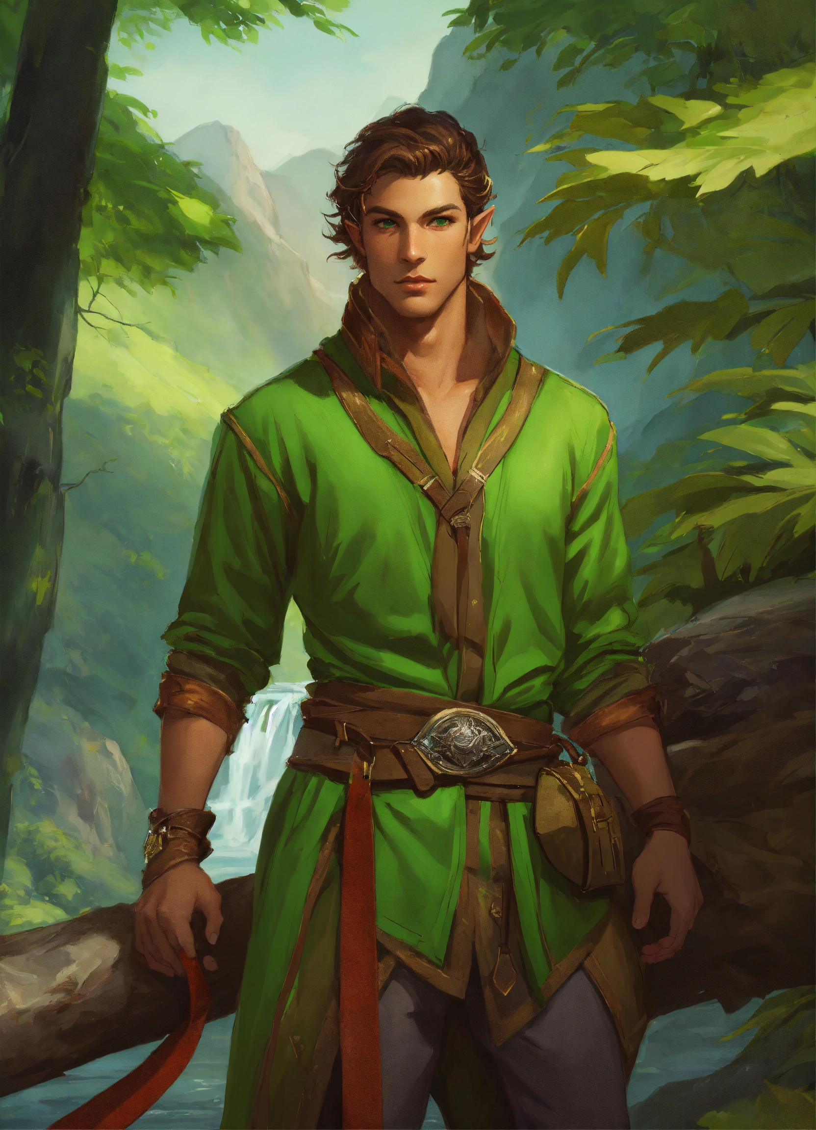 Lexica - Full body portrait of handsome elf male scout, high cheekbones ...