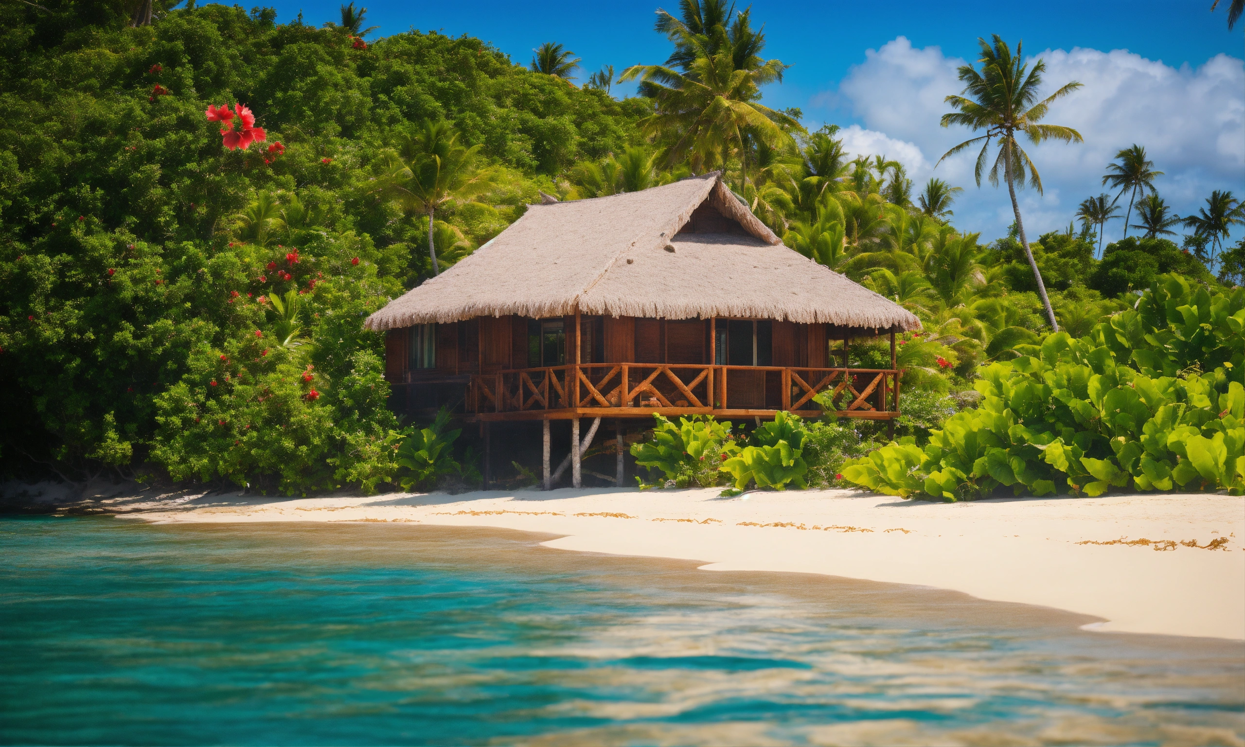 Lexica - Beautiful polynesian house with white curtain in the wind on a ...