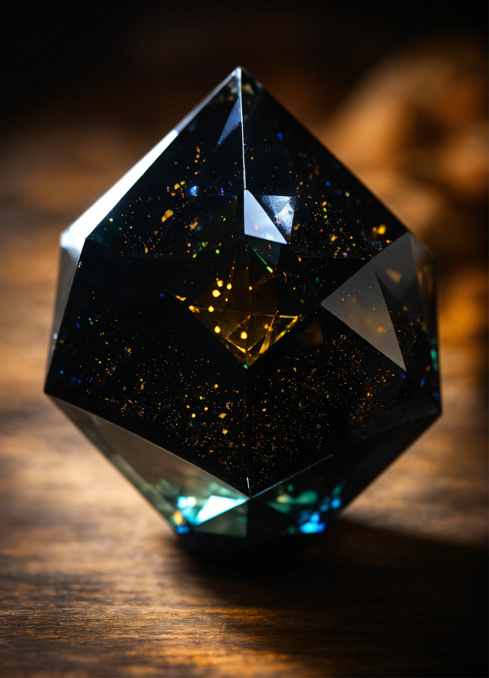 Lexica - A black, magic crystal with little white dots in it.