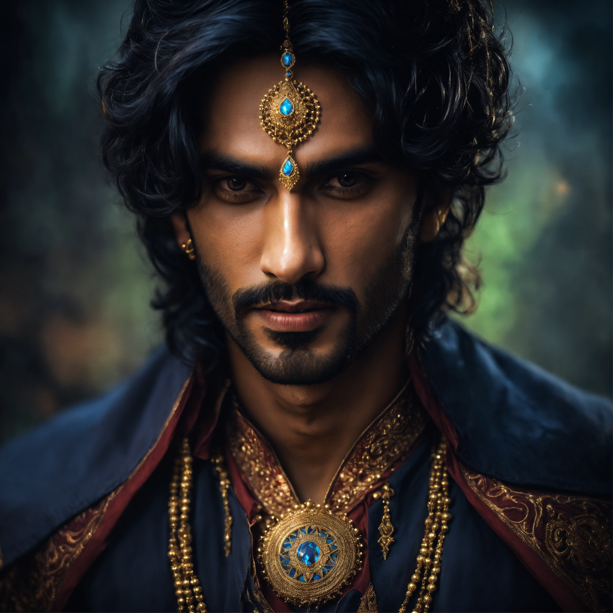 Lexica - Young handsome malevolent indian male sorcerer, dark, lavish ...