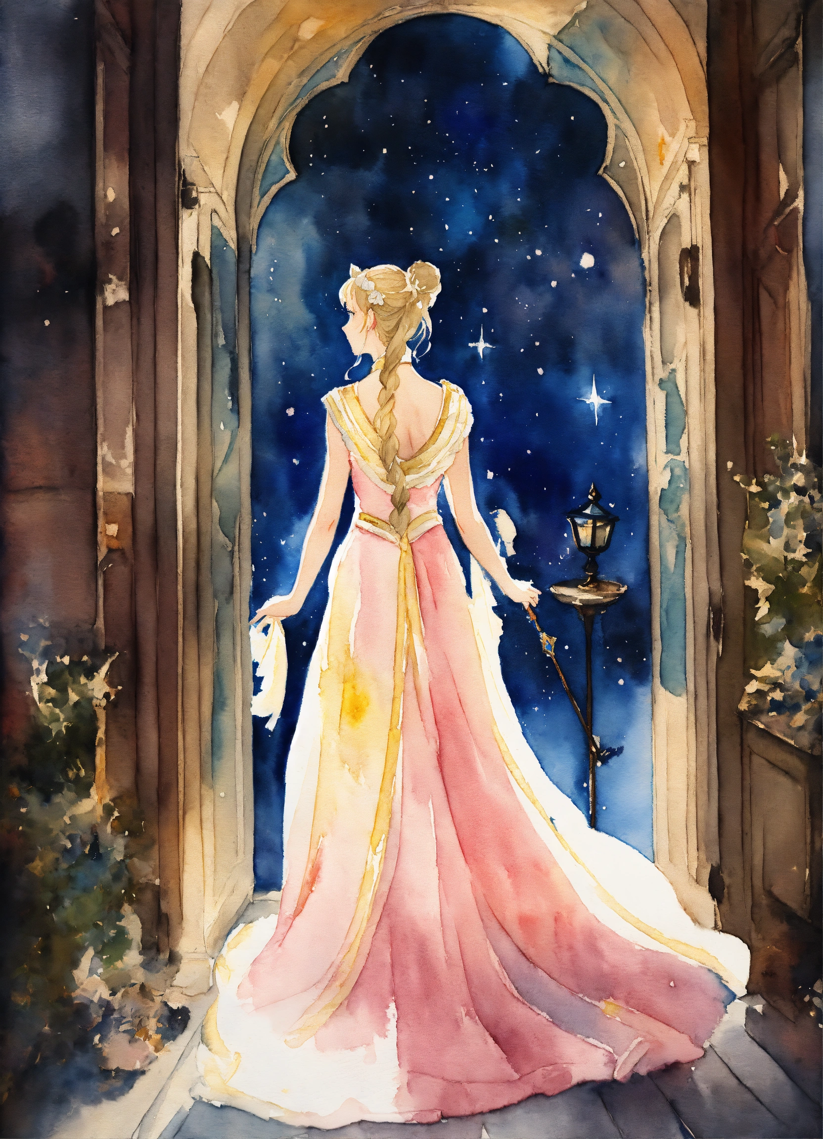 Lexica - Princess Serenity in Narnia watercolor
