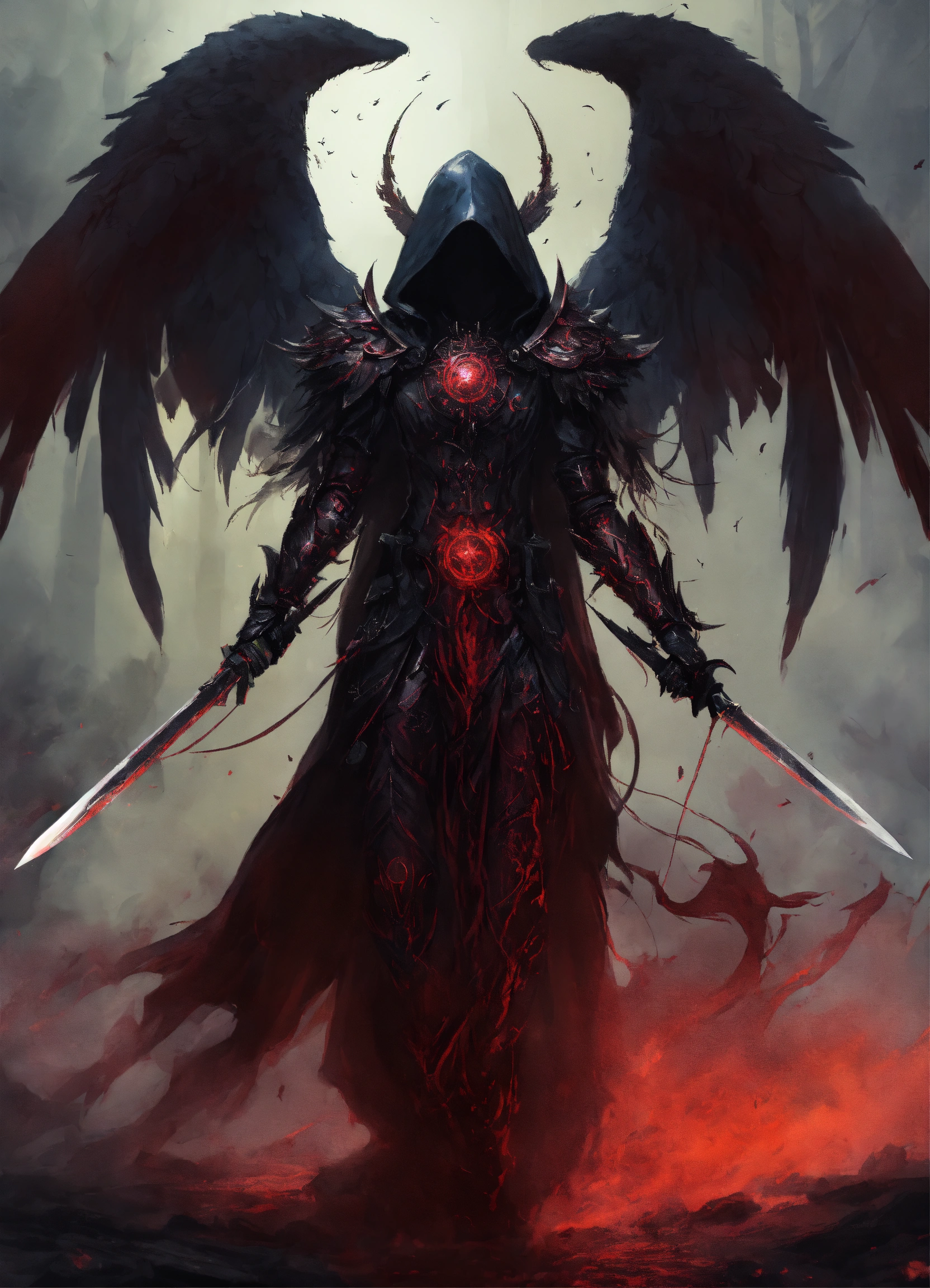 Lexica - Realistic illustration art, ink, Shadow Seraphim's costume is ...
