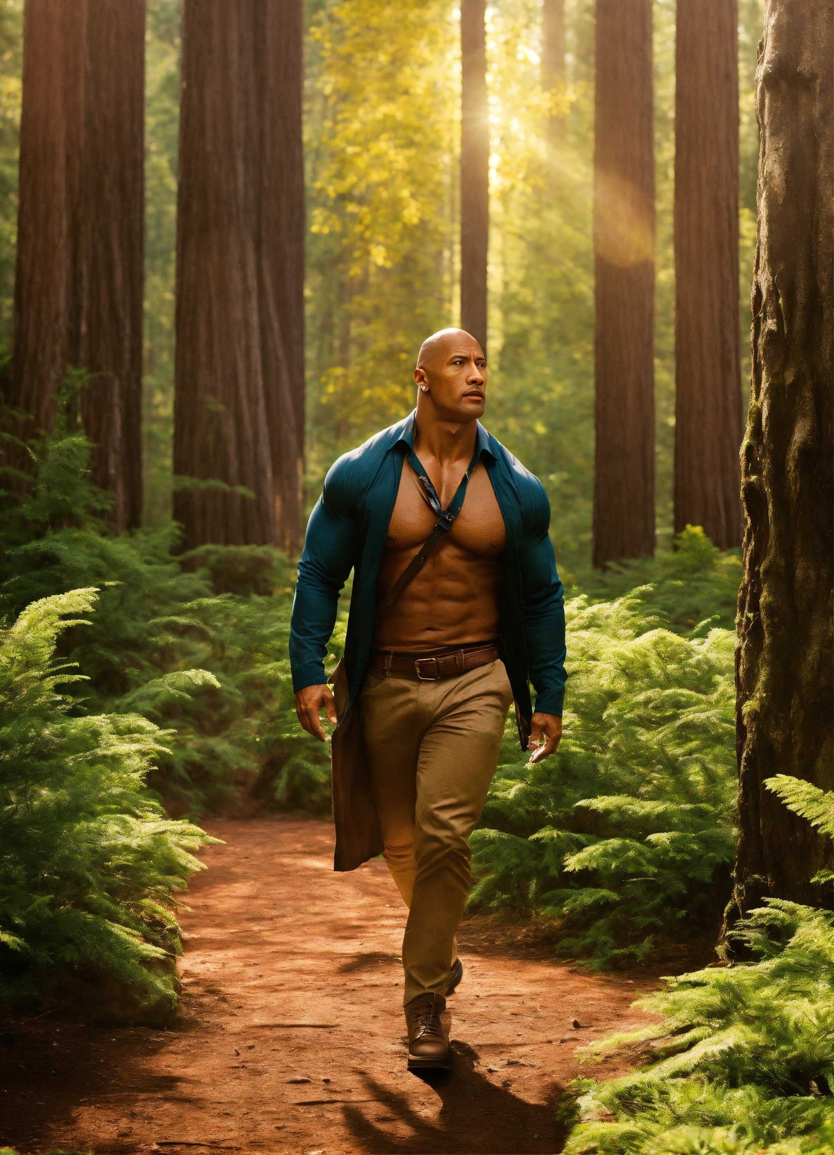 Lexica - Realistic, Dwayne Johnson, looks philopena, tall trees ...