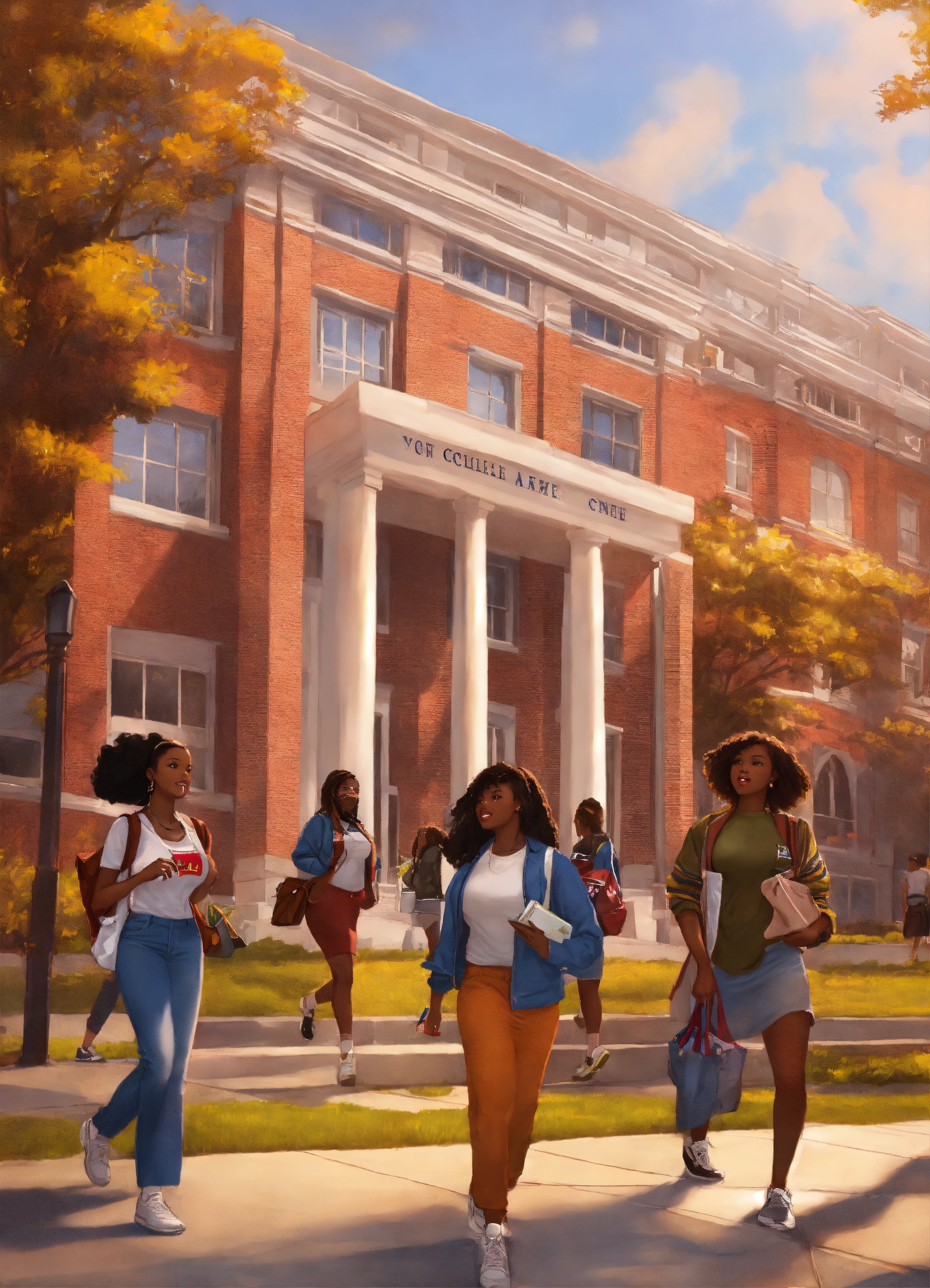 Lexica - Realistic style African American HBCU college scene with ...