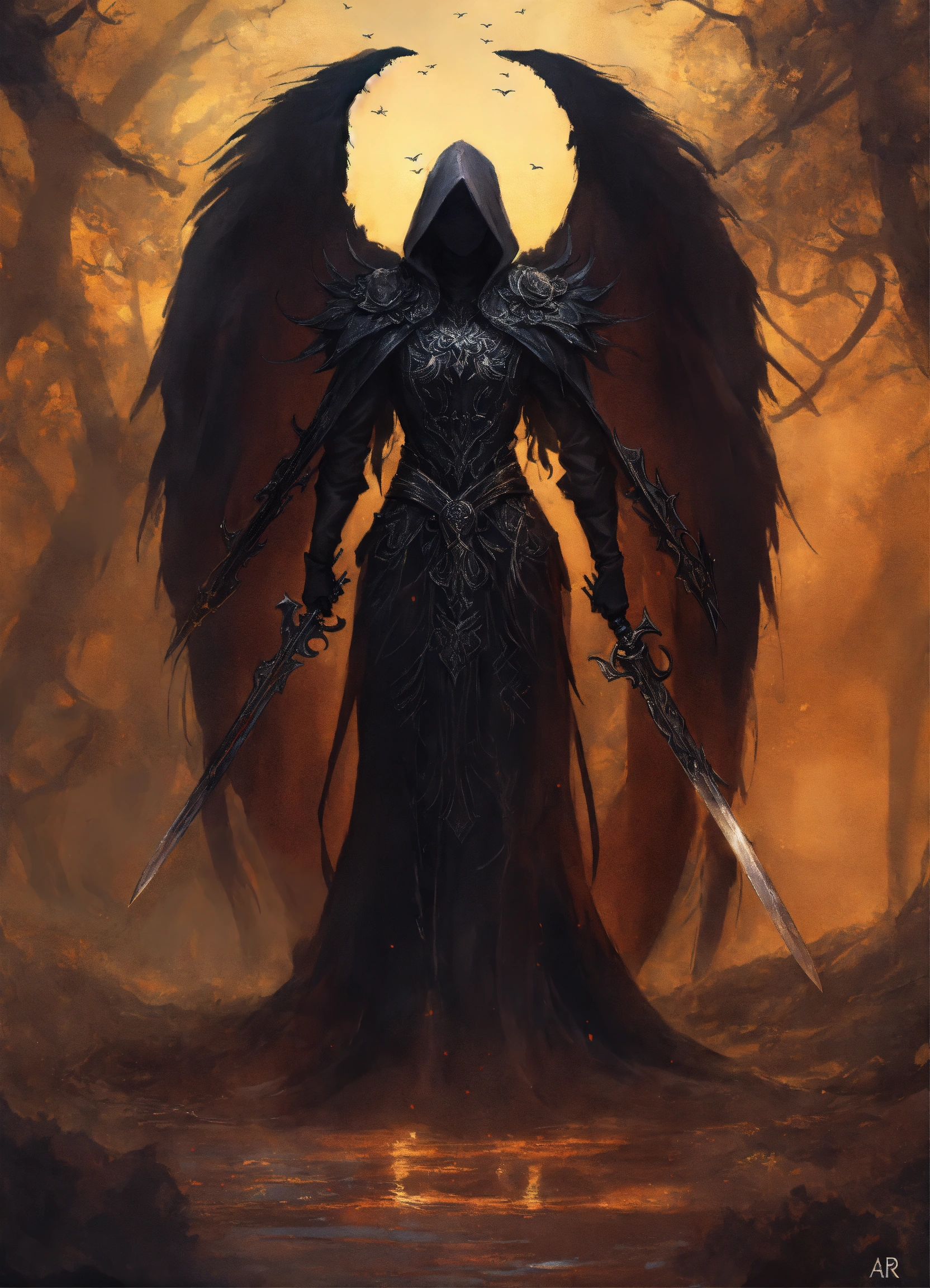 Lexica - Realistic illustration art, ink, Shadow Seraphim's costume is ...