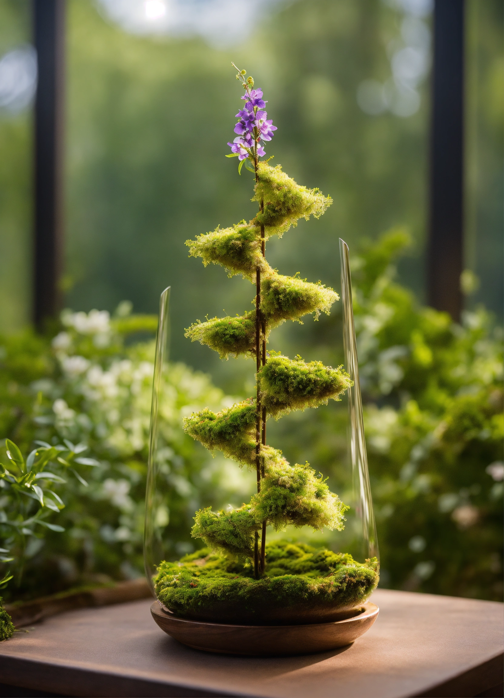 Lexica - Clear interlocking dna strand helix with moss stems inside ...