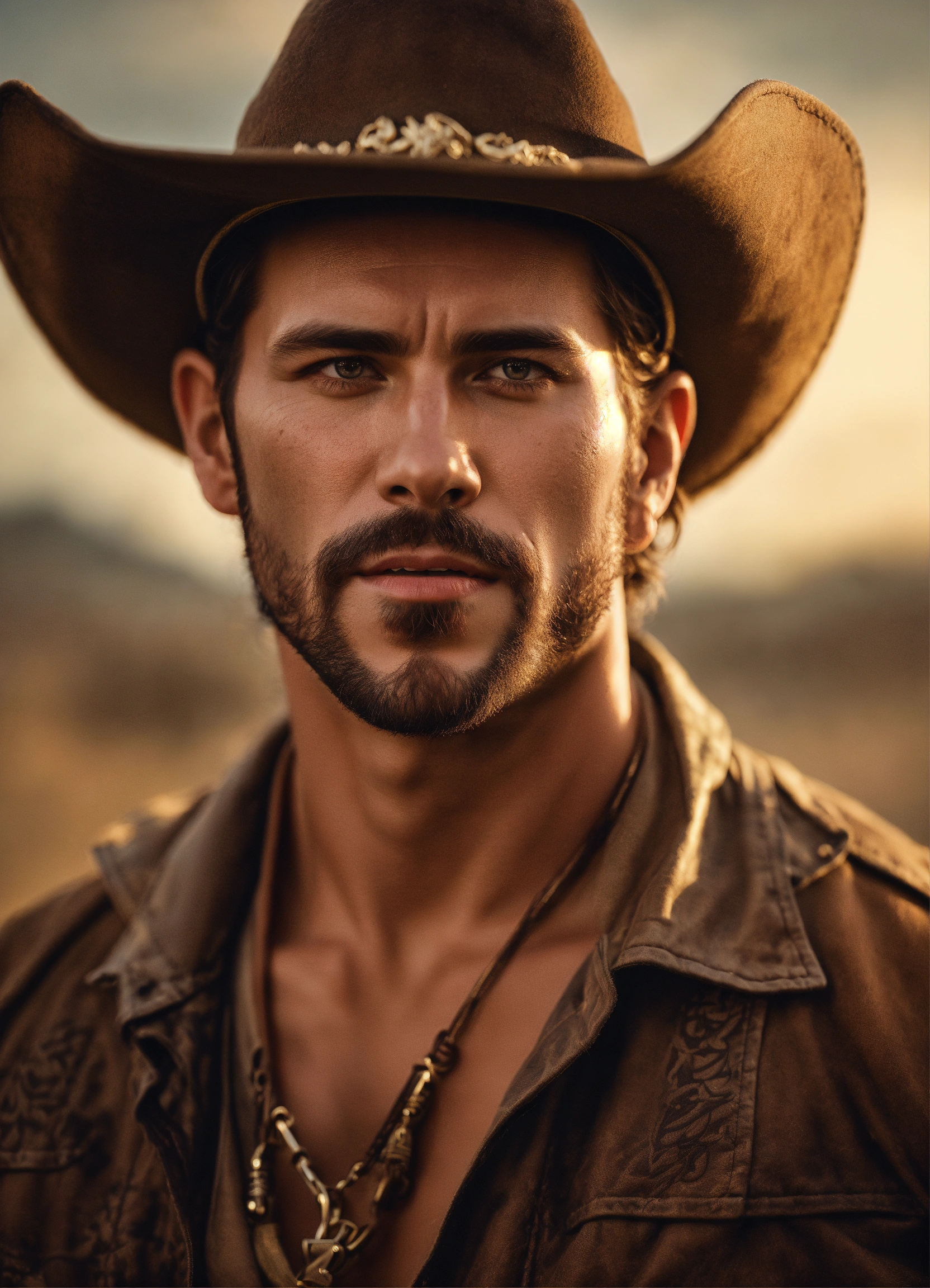 Lexica - Portrait of a stunningly beautiful cowboy in soft light ...
