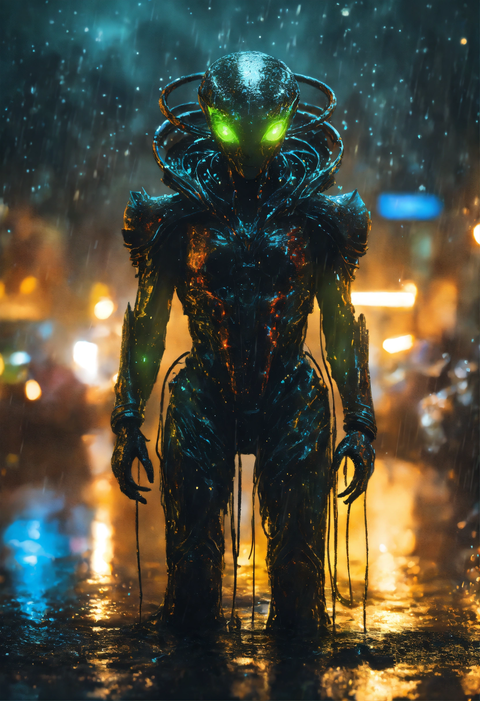 Lexica - An menacing alien with glowing eyes filled with swirling ...