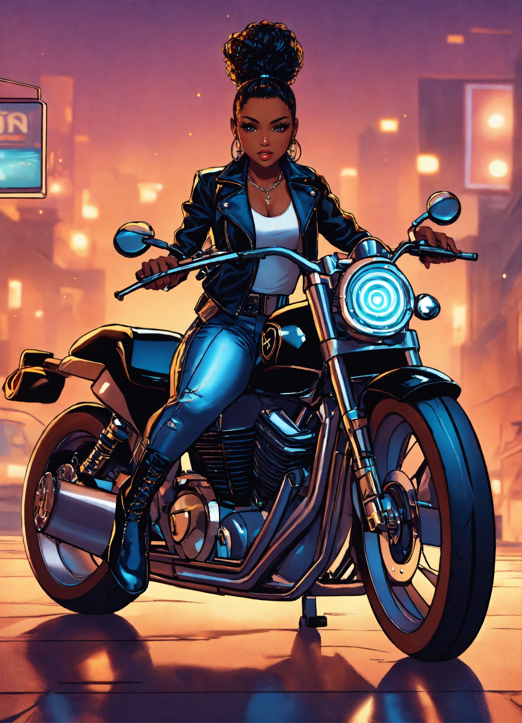 Lexica - Animated illustration of a melanin-rich beautiful girl with ...
