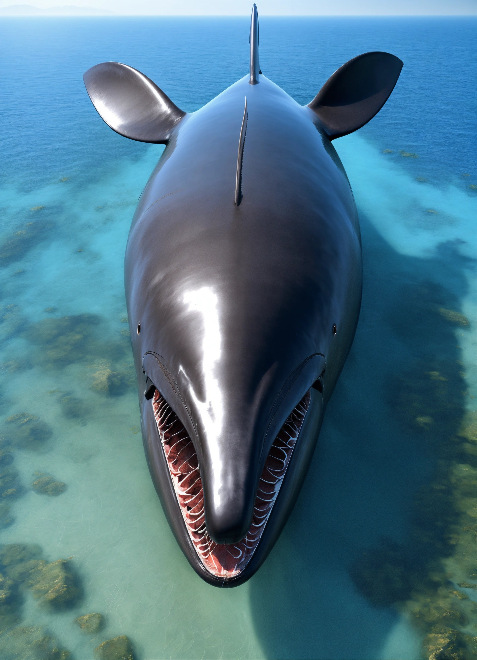 Lexica - Sperm whale head from above photo realistic 3d