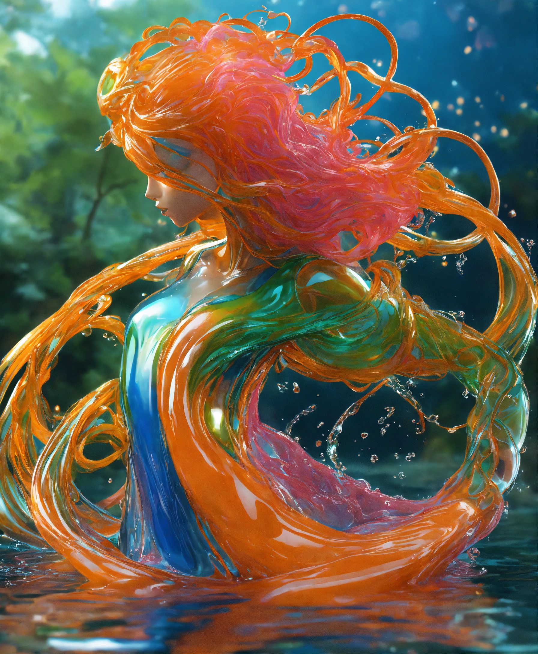 Lexica - 7 genderless body shaped water figures intertwined , fantasy ...