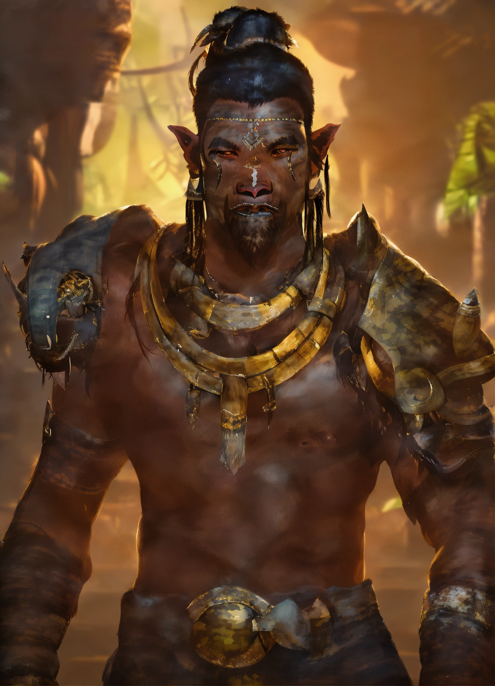 Lexica - Handsome thailandese dark skinned half orc with ((((tusks ...
