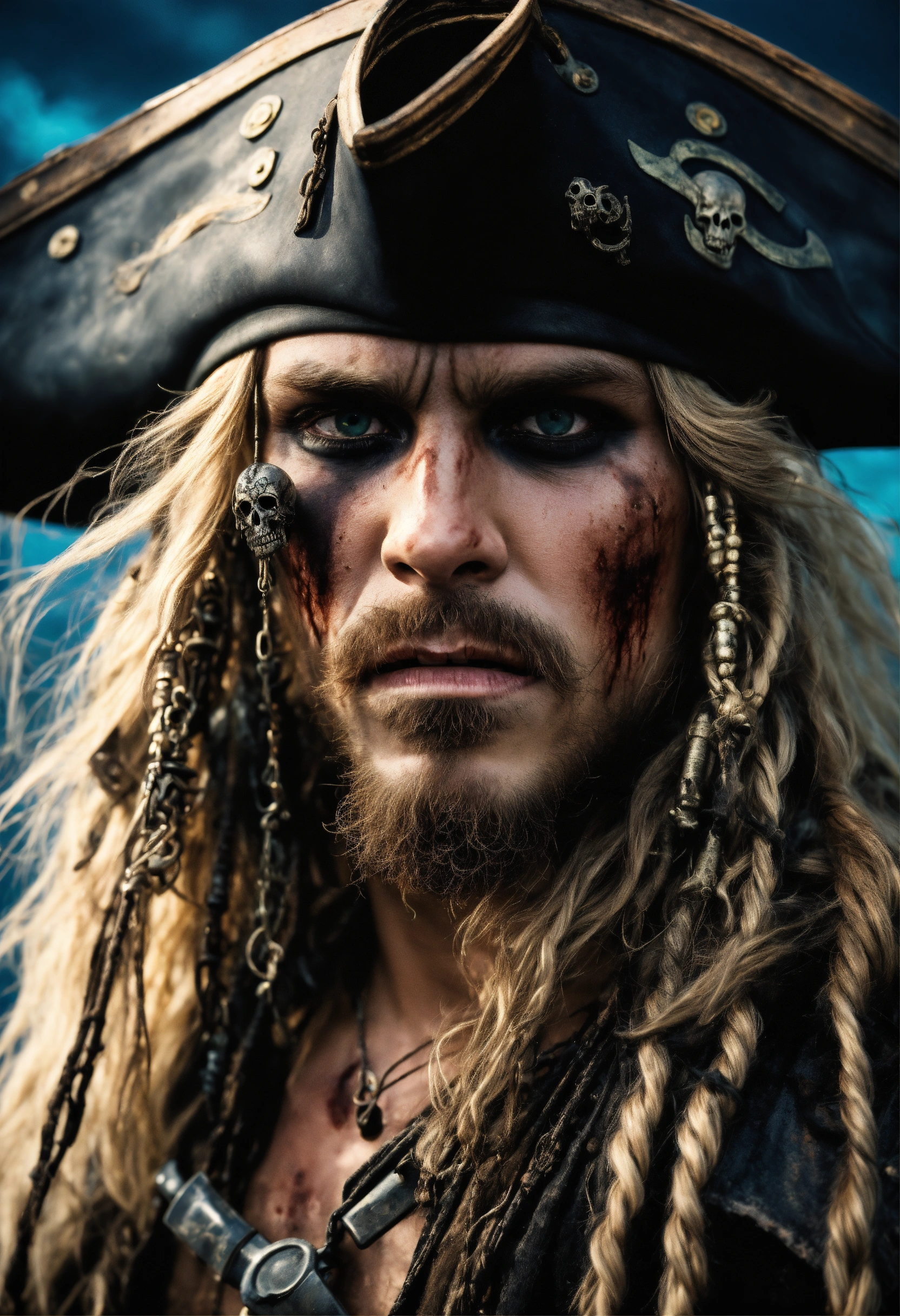 Lexica - Photorealistic, extreme close up, beautiful male savage pirate ...