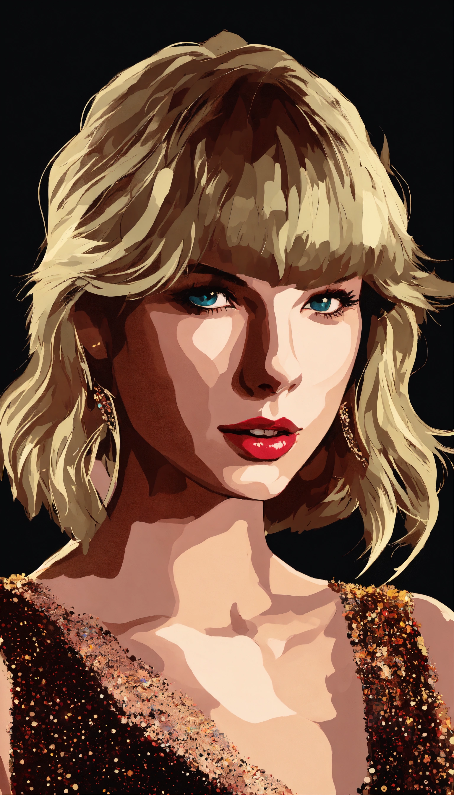 Lexica - Taylor Swift, illustration, 2d, black flat background, flat ...