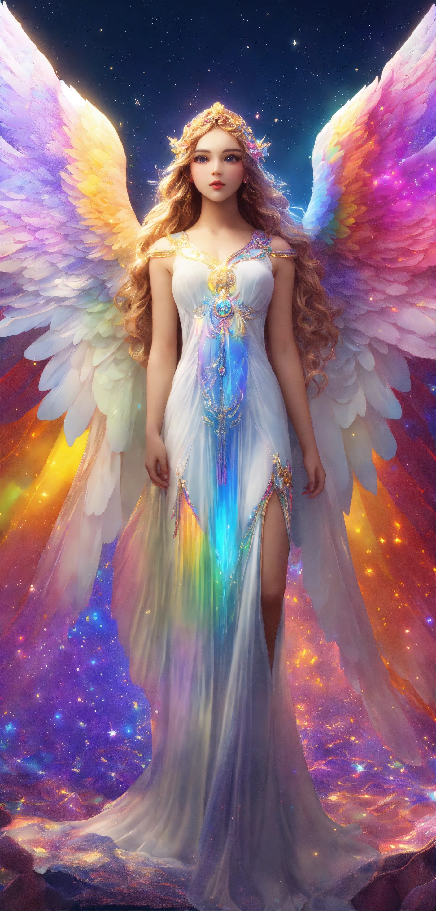 Lexica - 7 hyper-detailed holographic angels together with detailed and ...