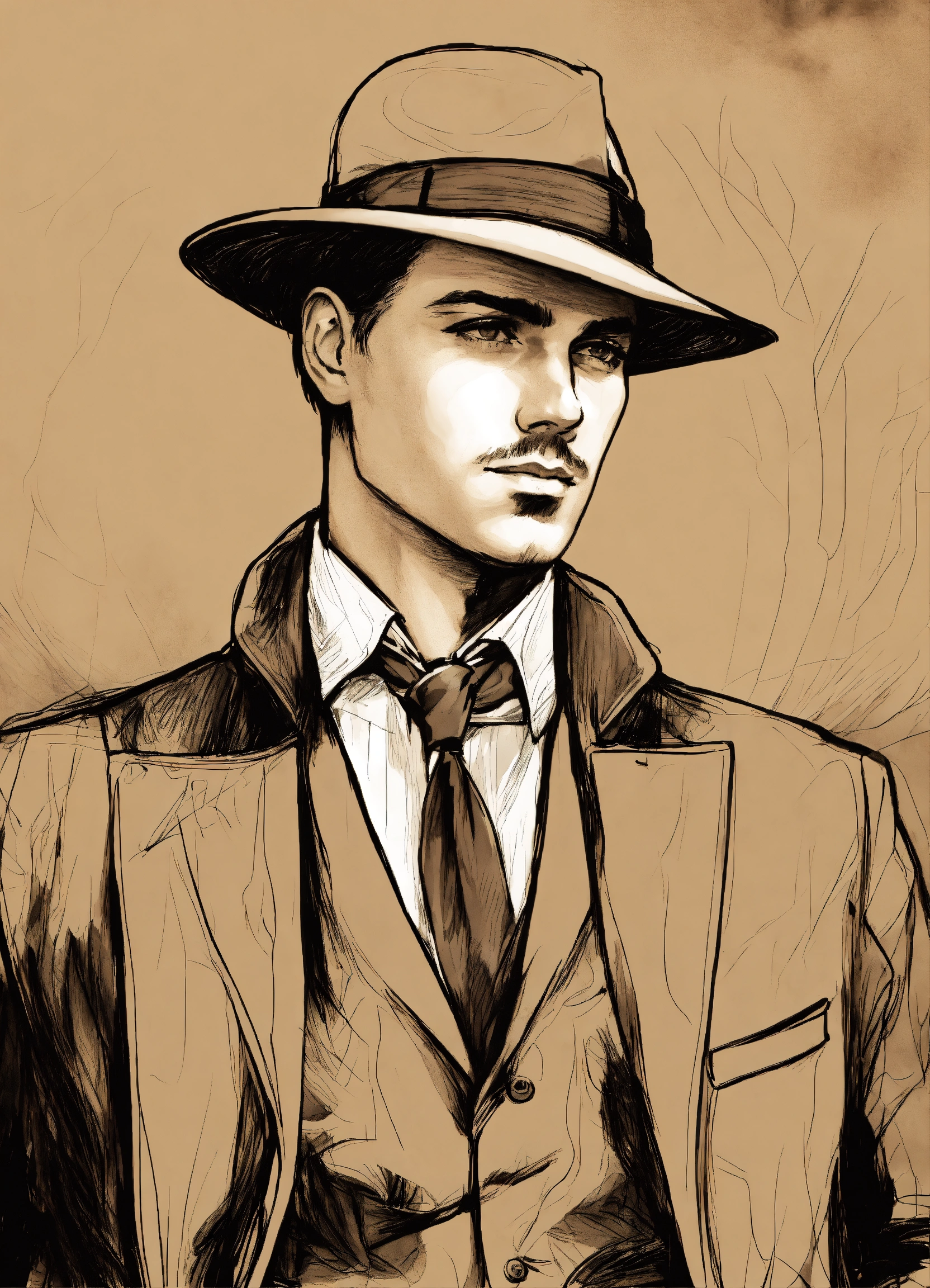 Lexica - Gatsby era 1920s long haired male detective black and white ...