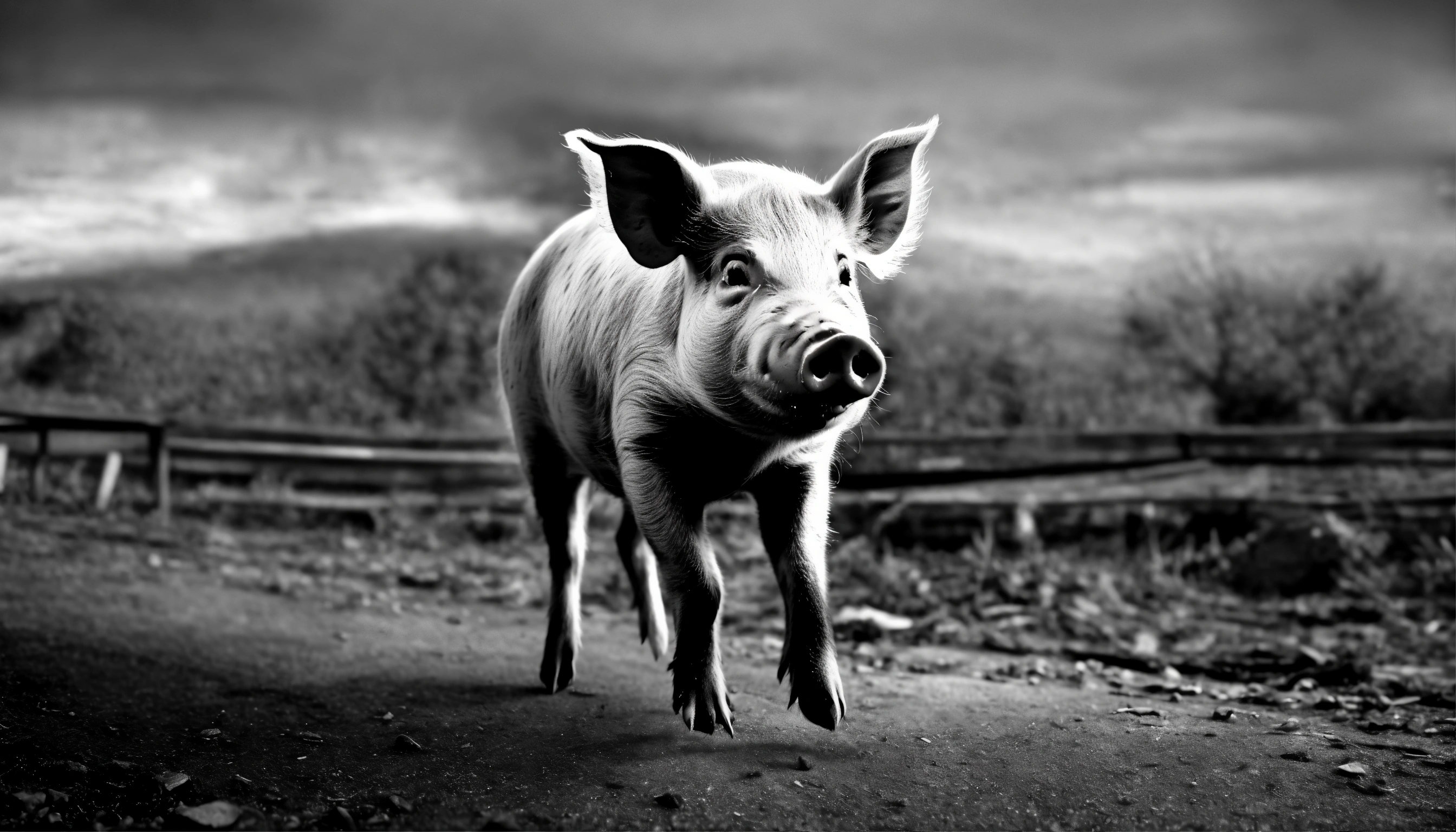 Lexica - A surreal, but photo realistic picture of a scared little pig ...