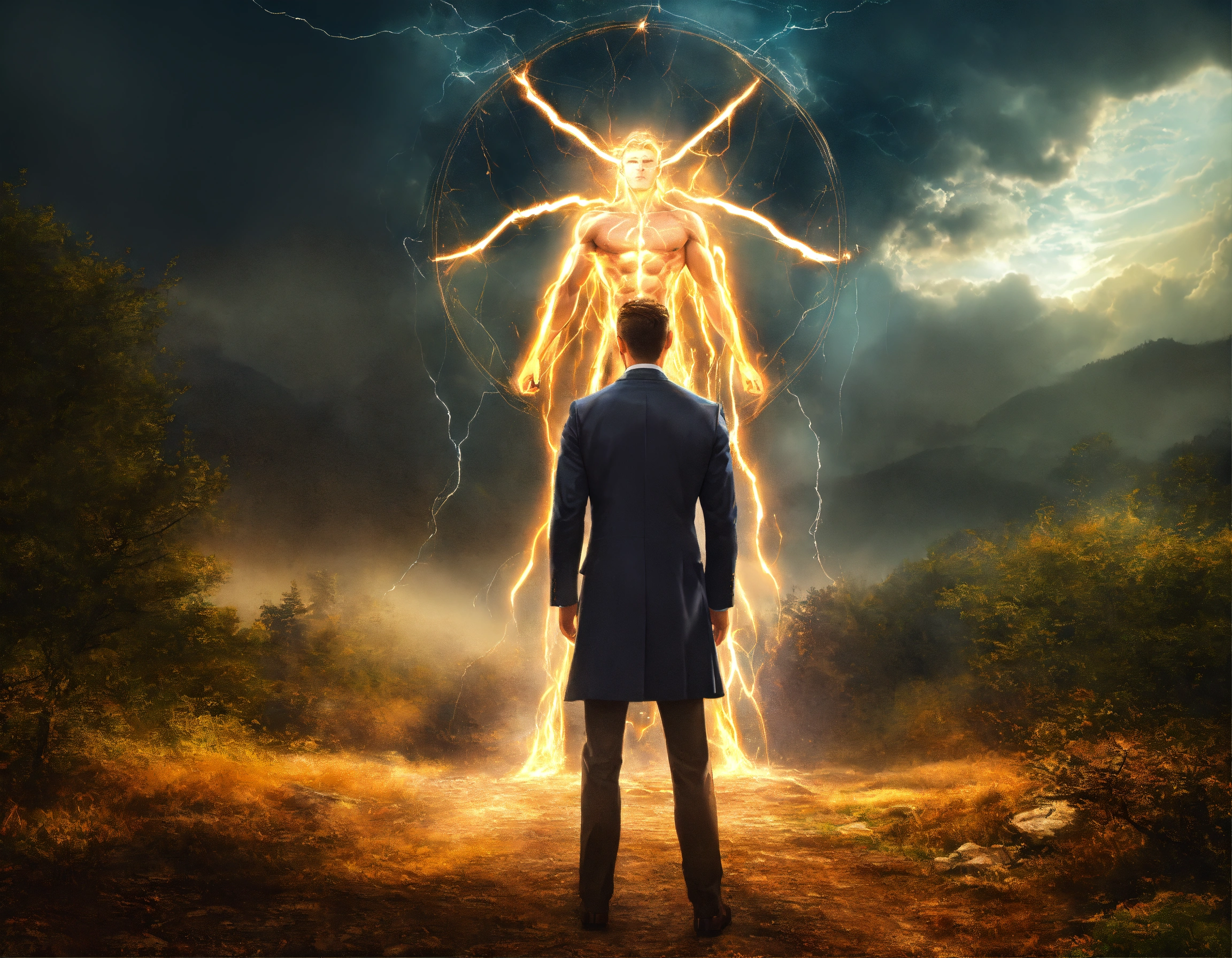 Lexica - Create an image of a man being transformed into a ...