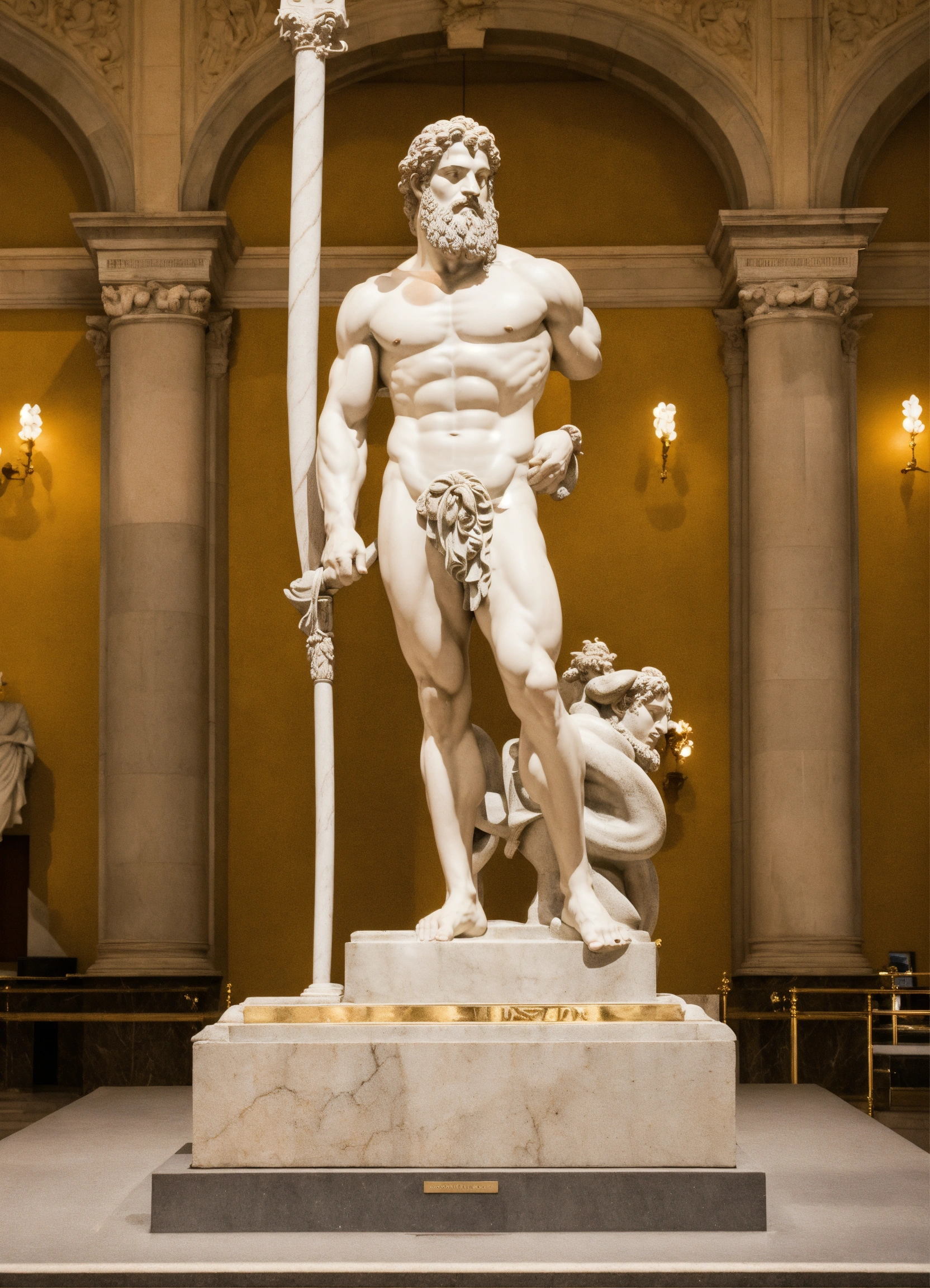 Lexica - A Statue of Hercules who is Standing on a Podium