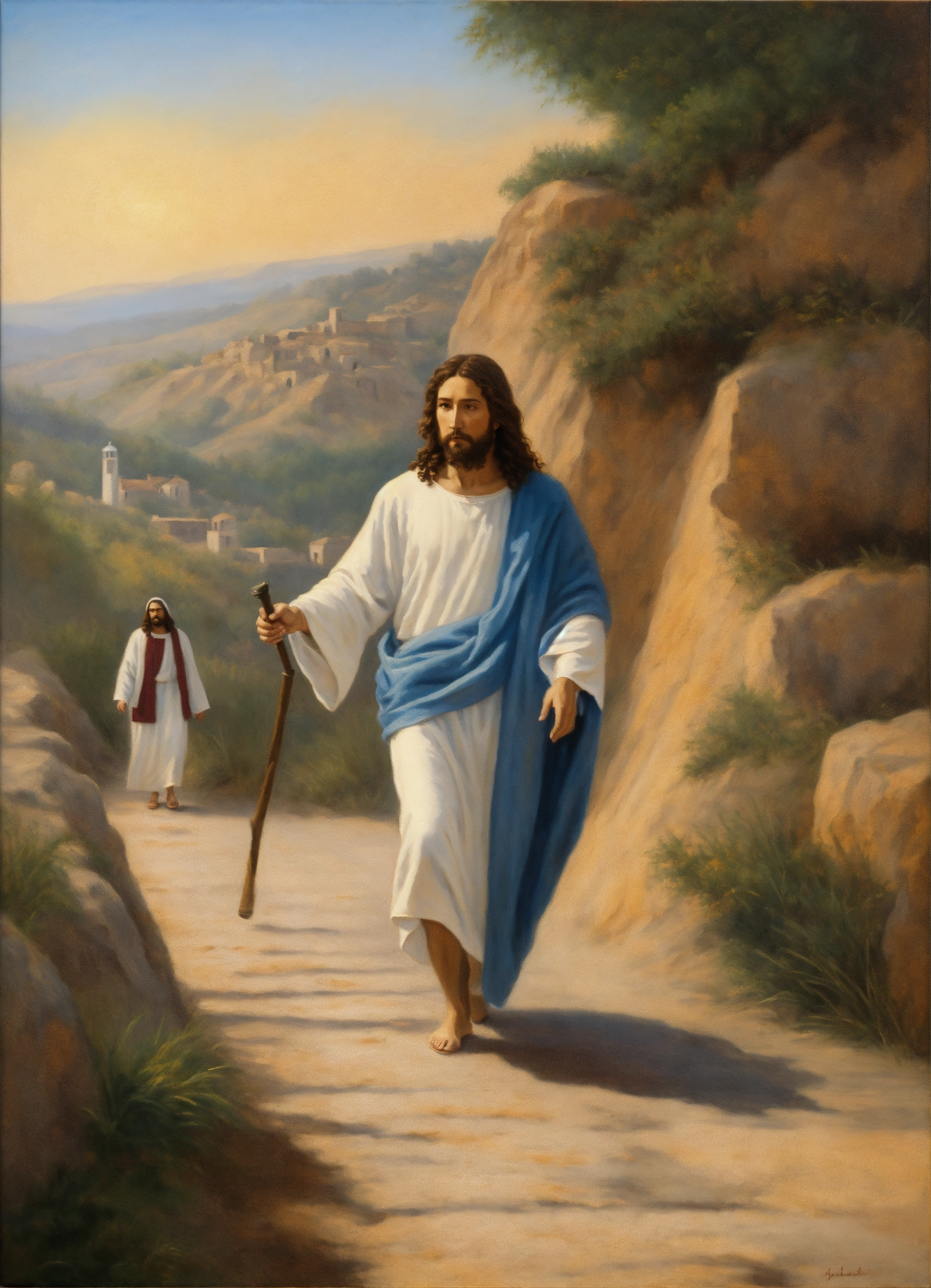 Lexica - Oil painting of jesus christ walking in judea