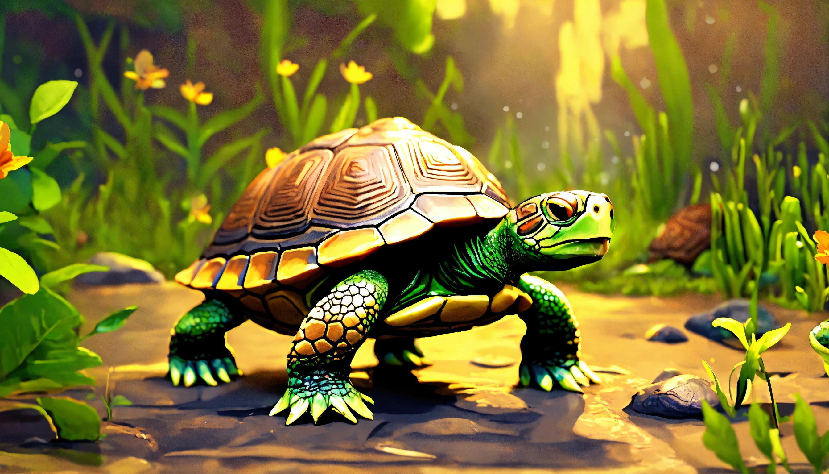 Lexica - Hello, turtle. She strolls on the damp ground, finding a flat ...