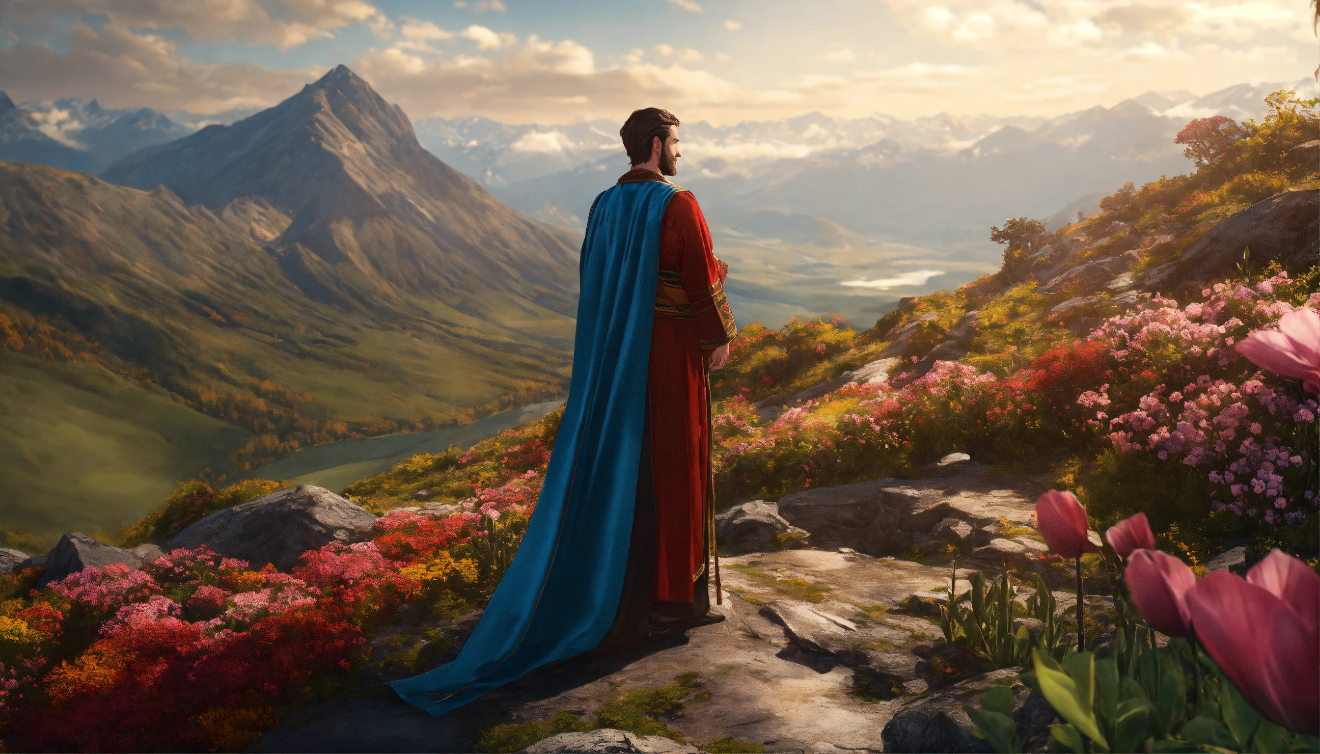 Lexica - Illustrate a close-up view of a man and woman in flowing robes ...