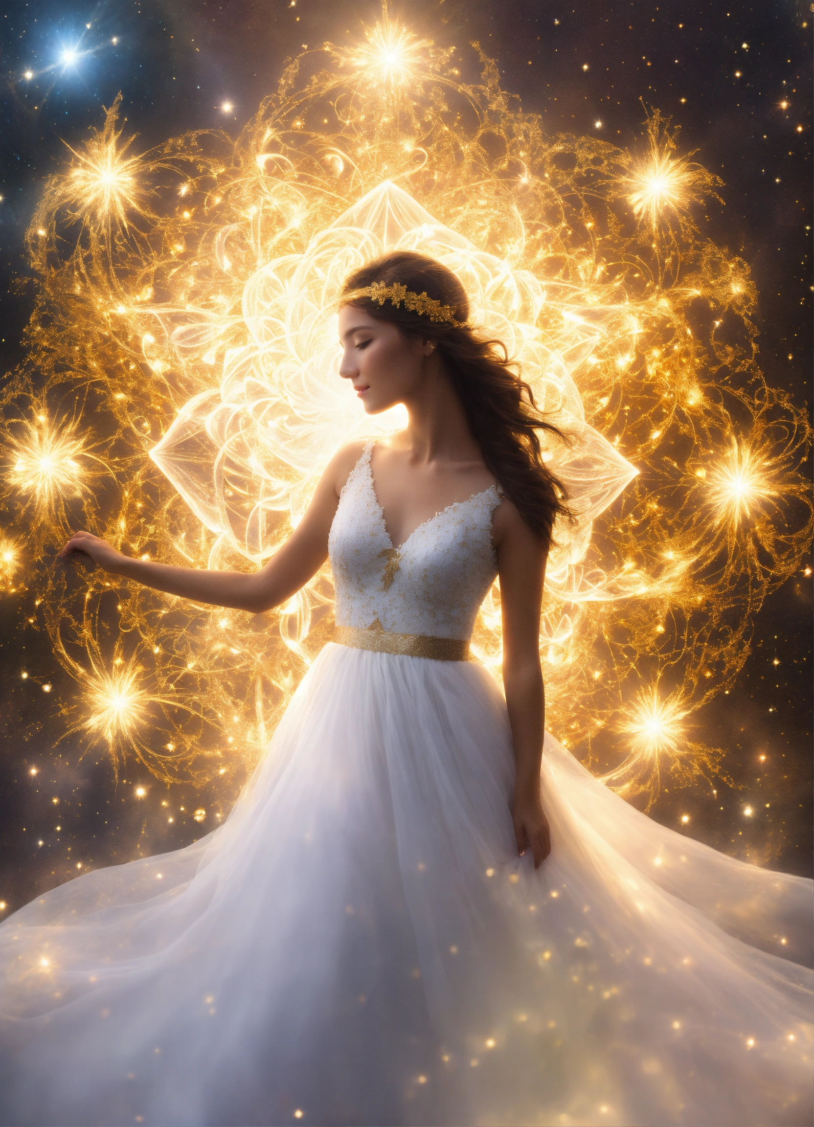 Lexica - Beautiful sparkling white light with radiance, gold and white ...