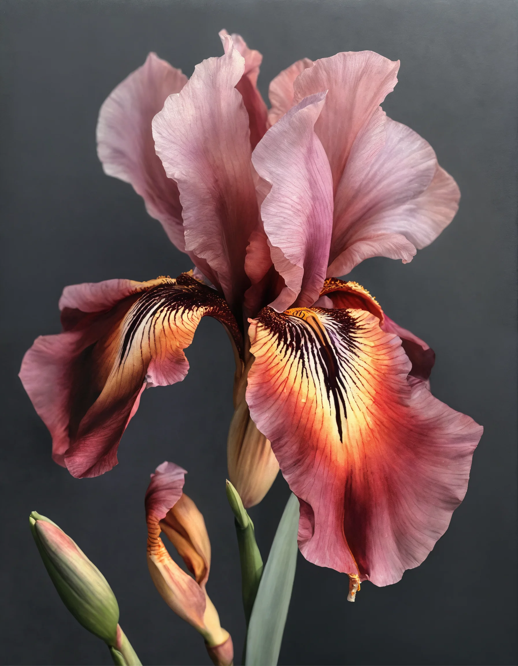 Lexica - Beautiful realistic light pastel crimson one iris on a dark ...