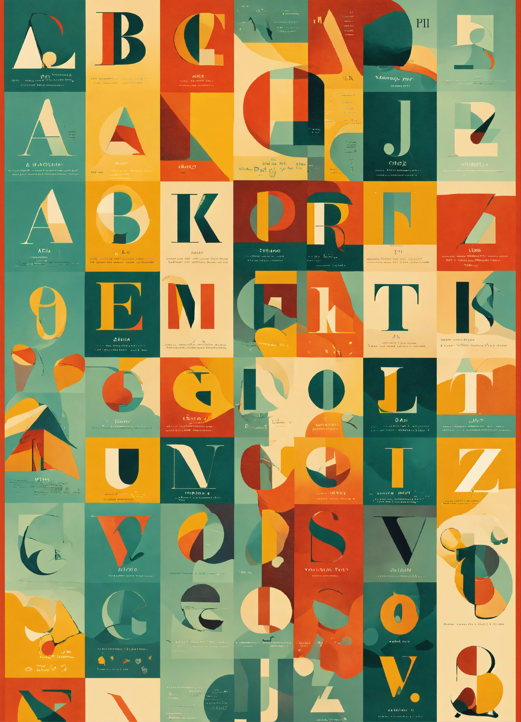 Lexica - Minimalist poster with alphabet letters A-Z. Each letter ...
