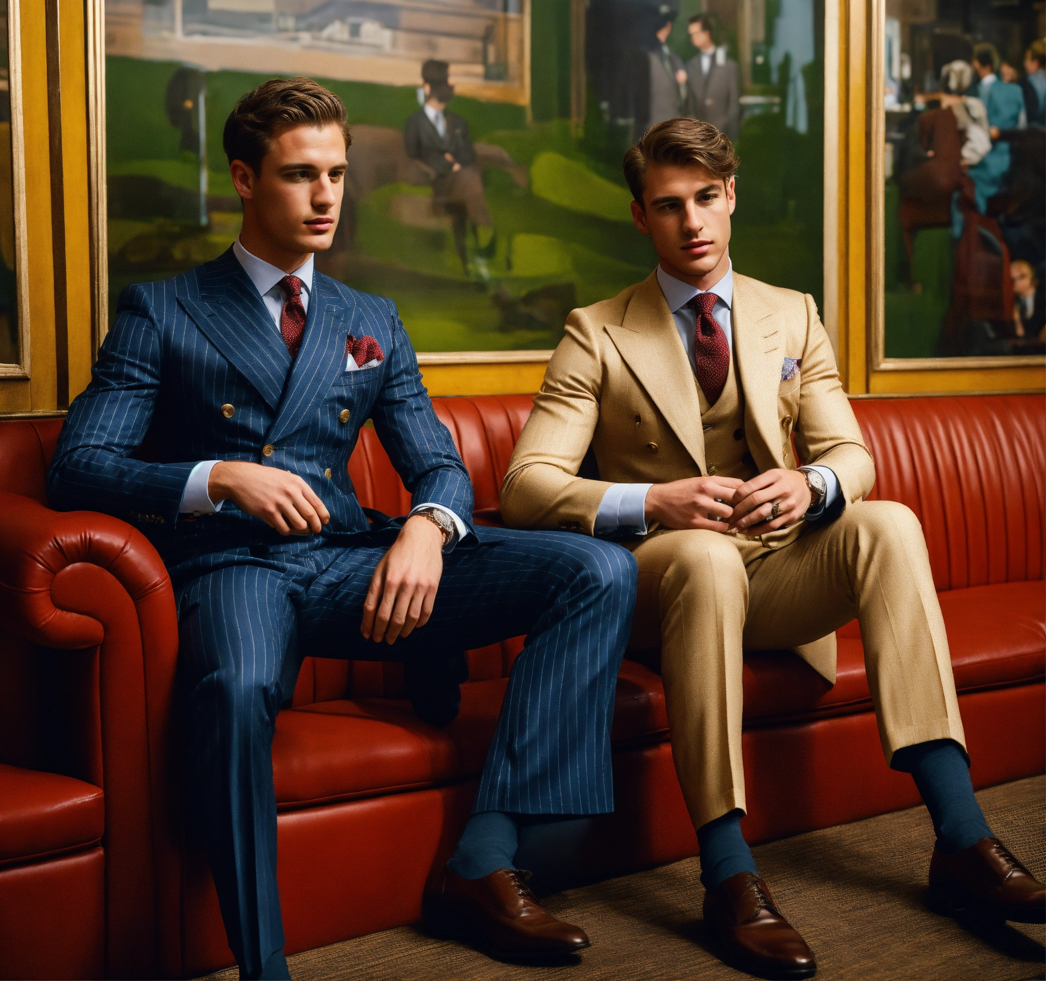 Lexica - Two young British businessmen in light straw pinstripe double ...