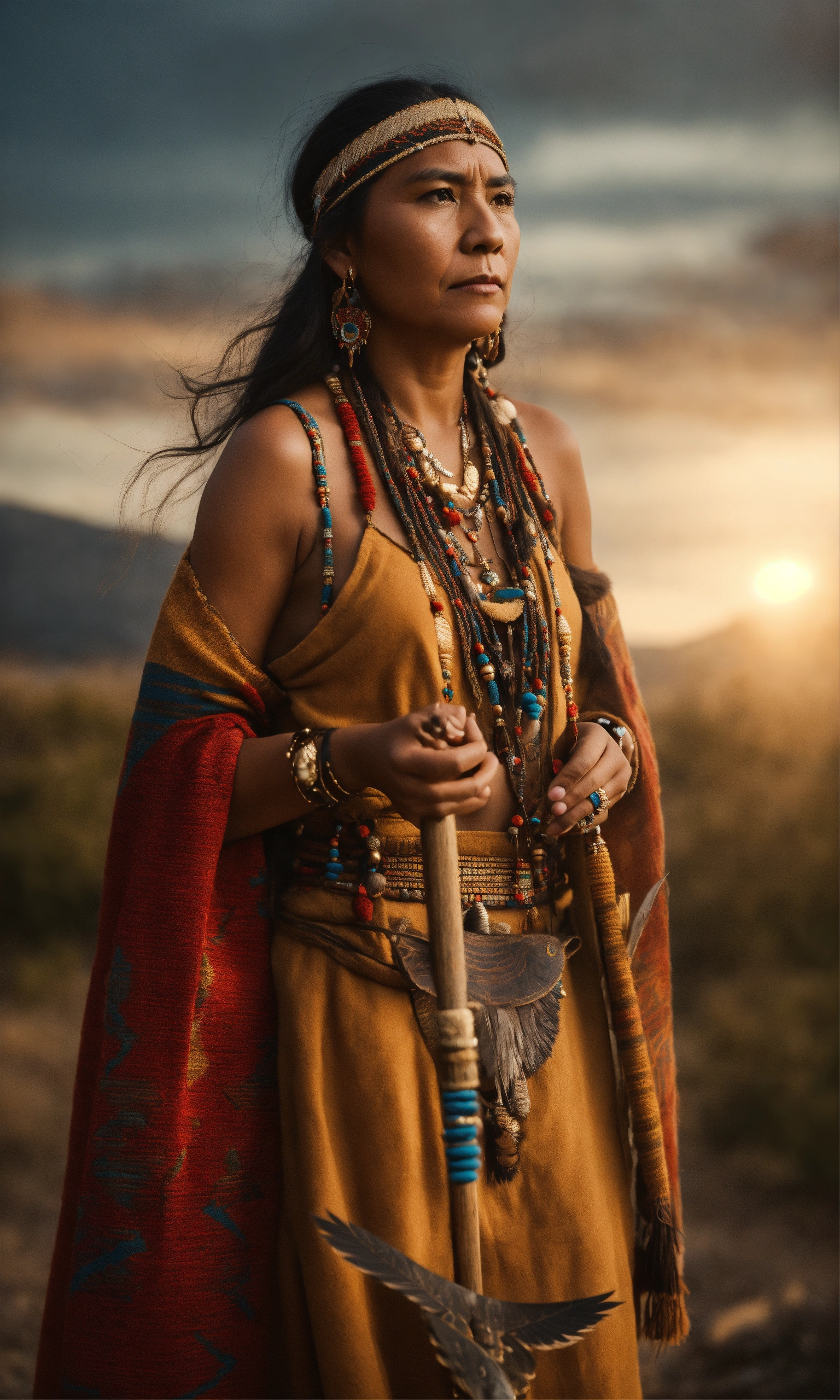 Lexica - Cinematic image of indigenous wise woman of North America ...