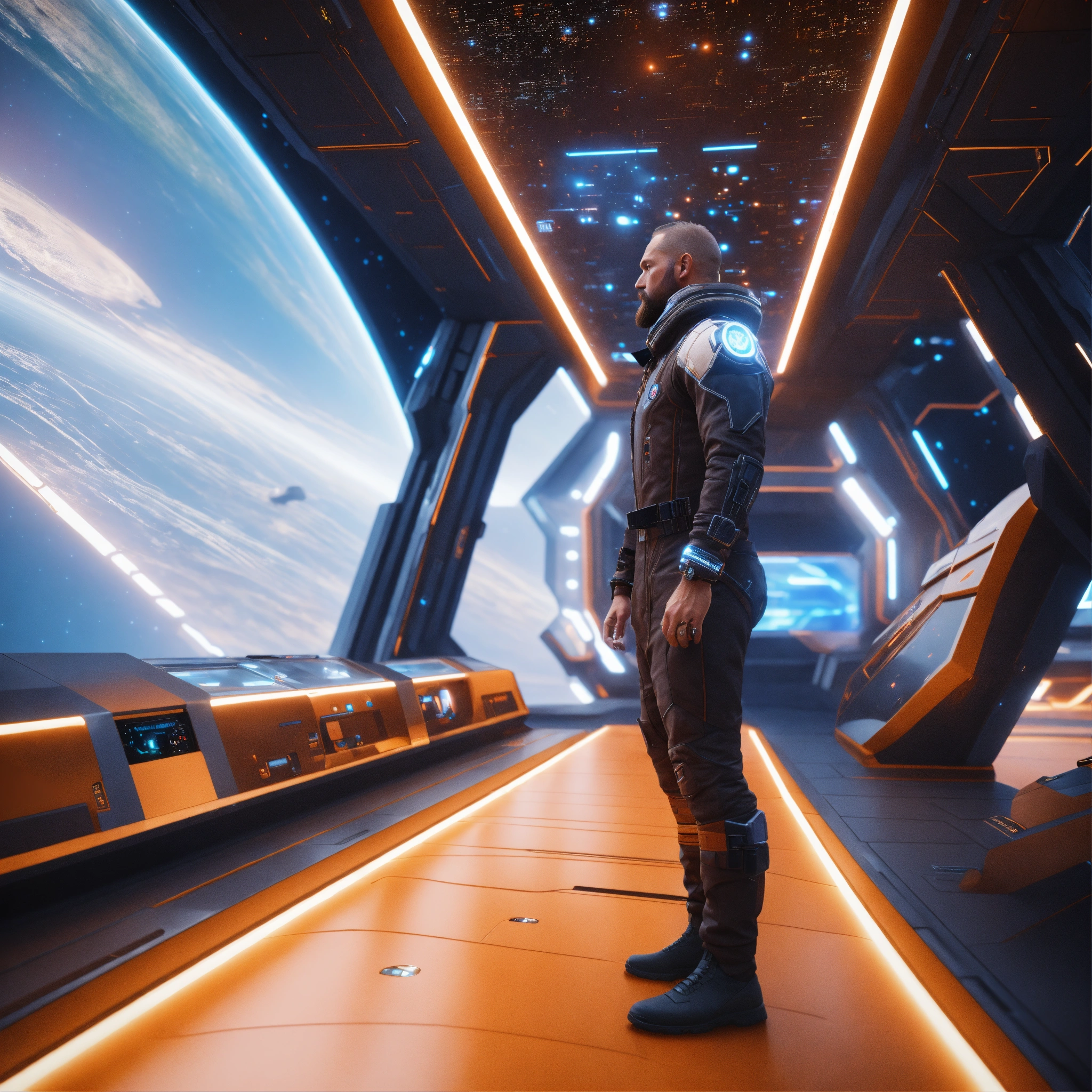 Lexica - 40 year old masculine man with trim beard boarding a luxurious ...