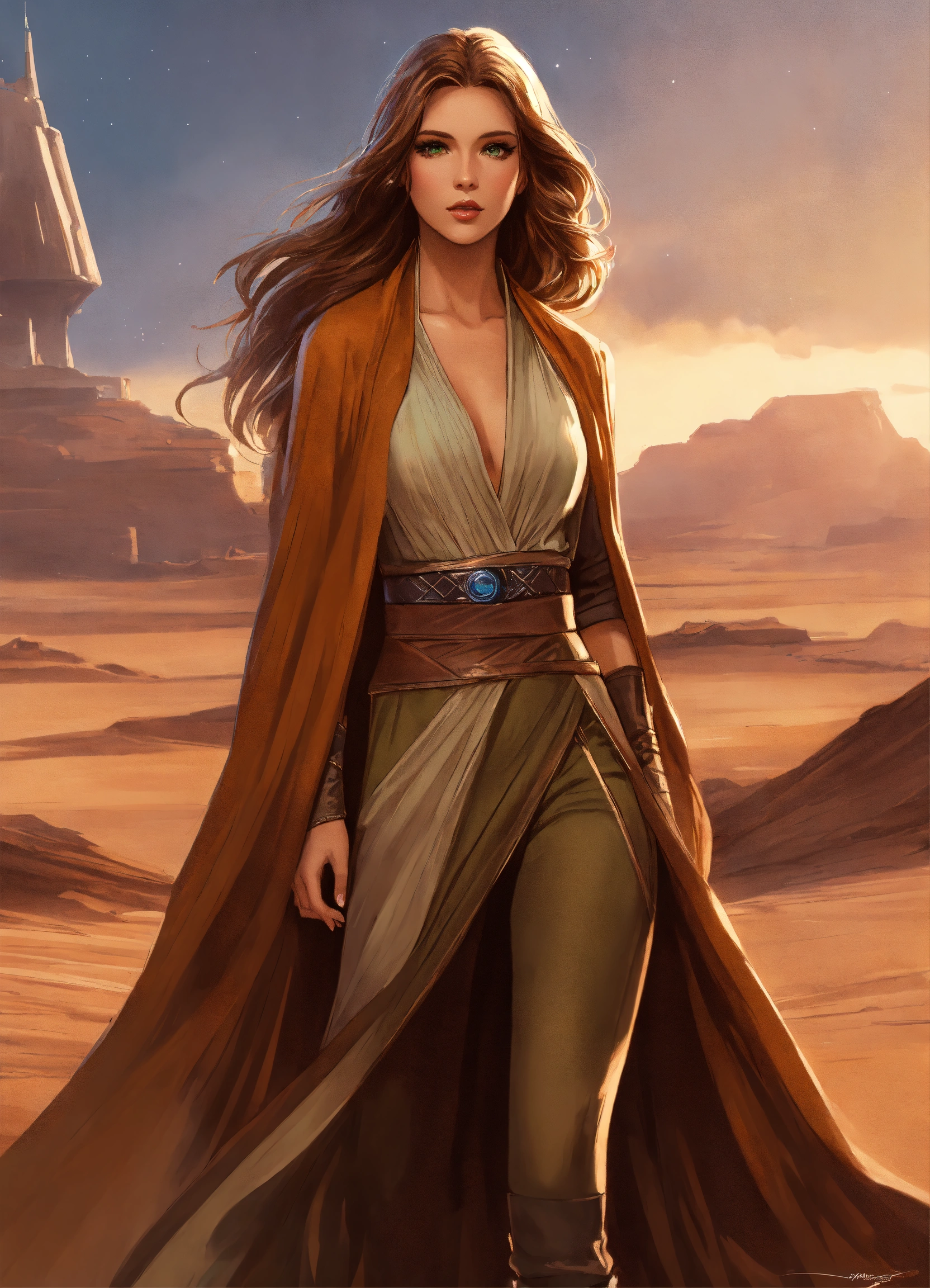 Lexica - Concept art of pretty female jedi in a form-fitting plunge-cut ...