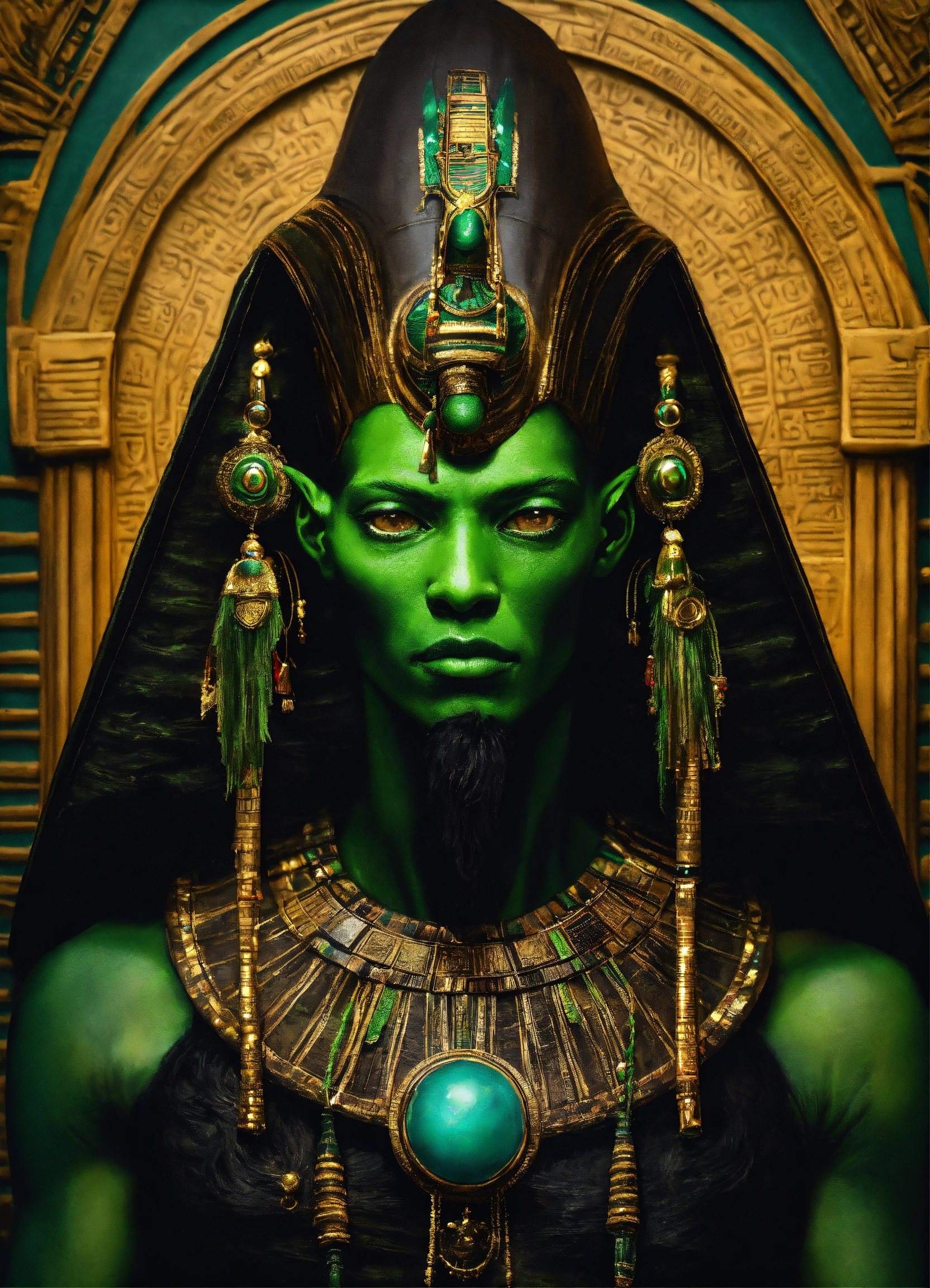 Lexica - Portrait a black and green alien monster dressed like a ...