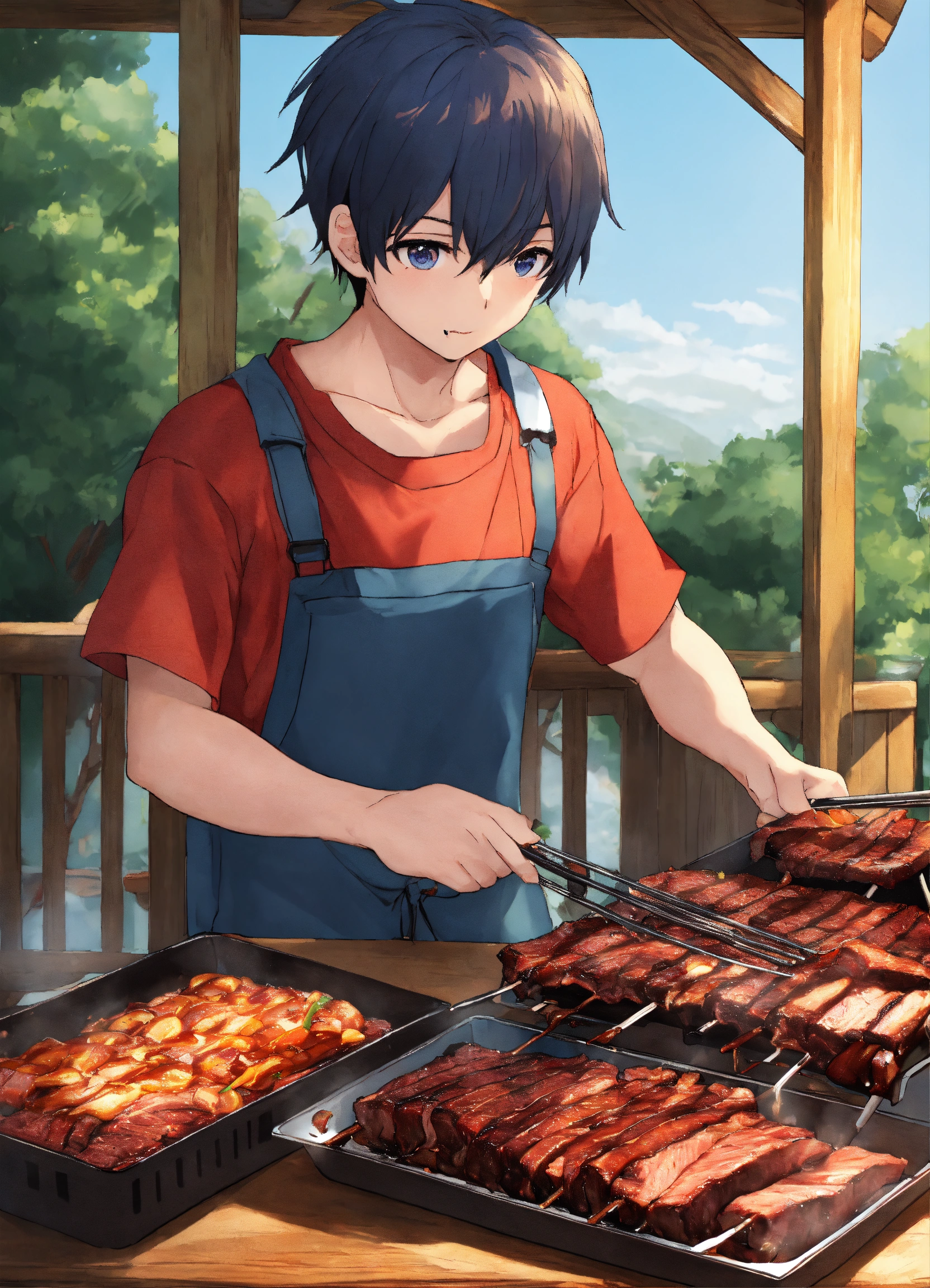 Lexica - Anime boy eat bbq