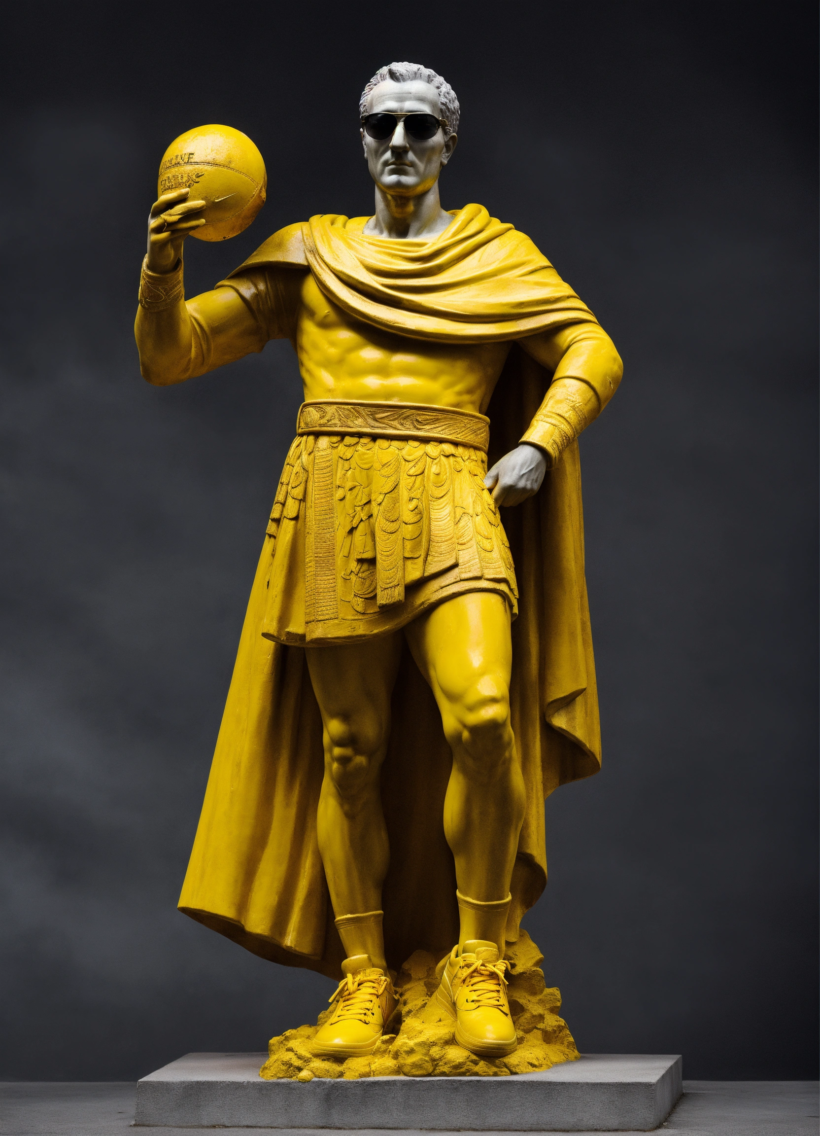 Lexica - Statue of Julius Caesar in glorious pose with yellow clothing ...