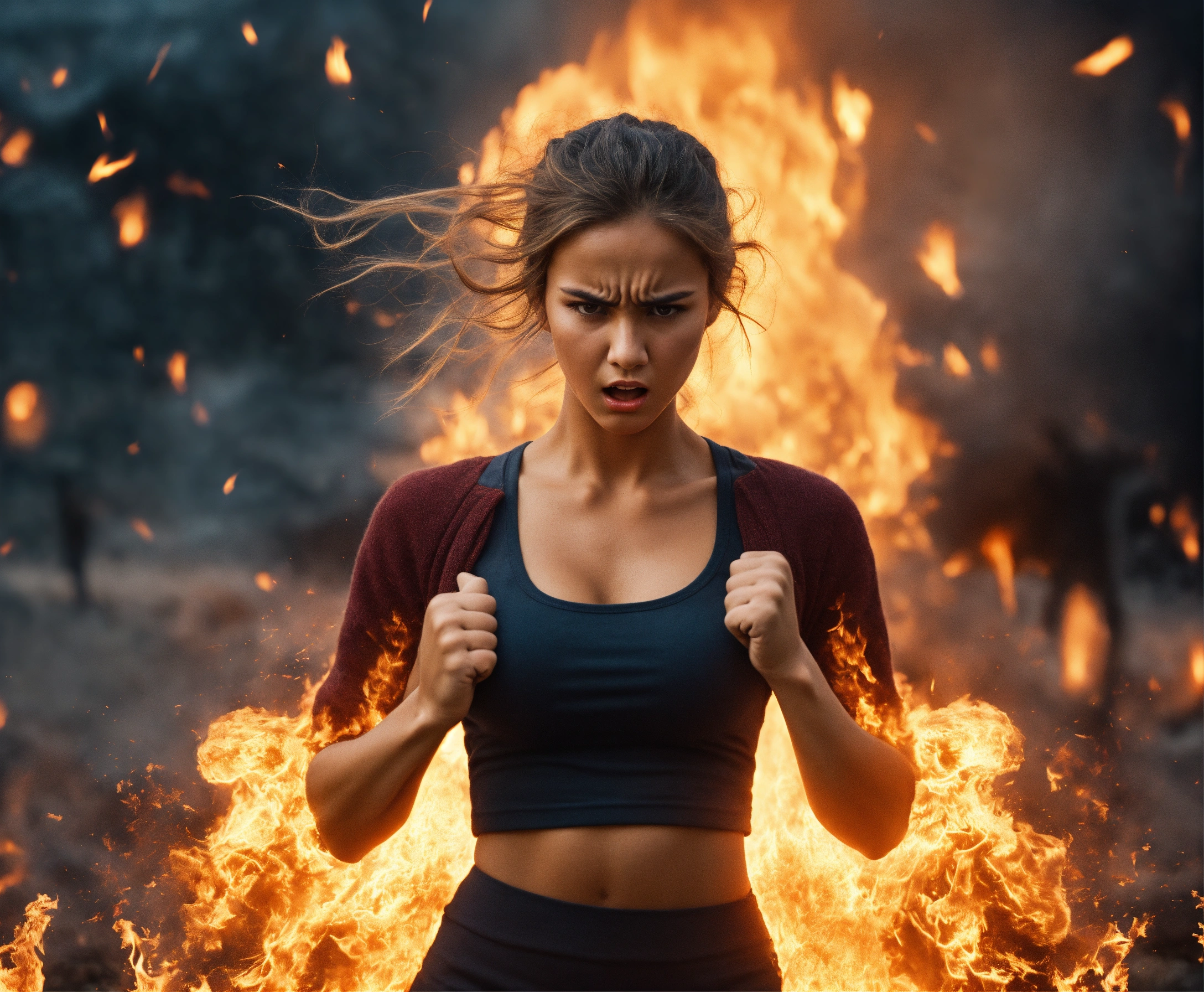 Lexica - An extremely beautiful girl showing anger with clenched bare ...