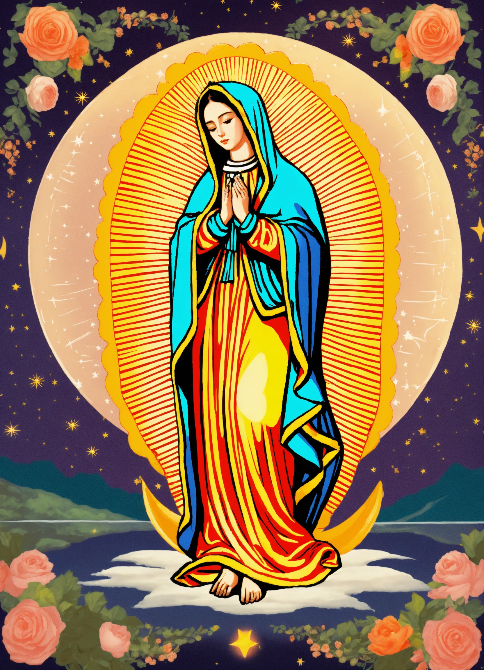 Lexica - Virgen de Guadalupe as a moon goddess with a crescent moon ...