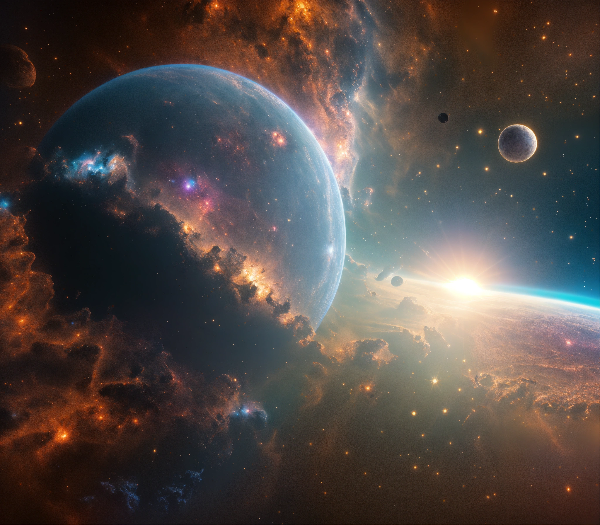 Lexica - Space nebula, sun backgound, Cinema 4D scifi 3D scene of a ...