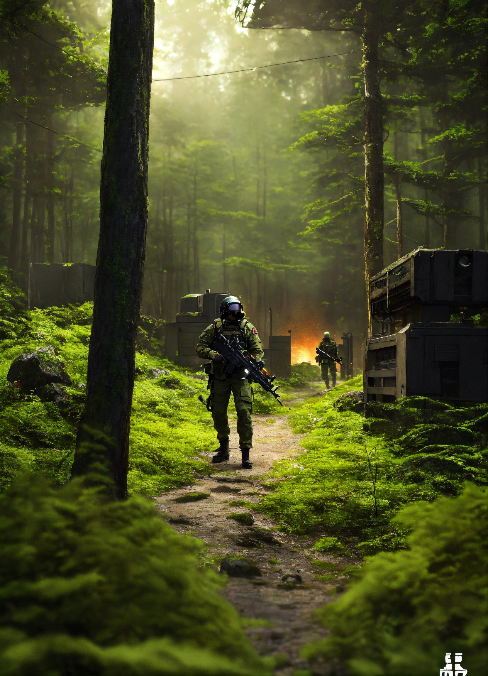 Lexica - Clean and active sci fi military forest compound, military ...