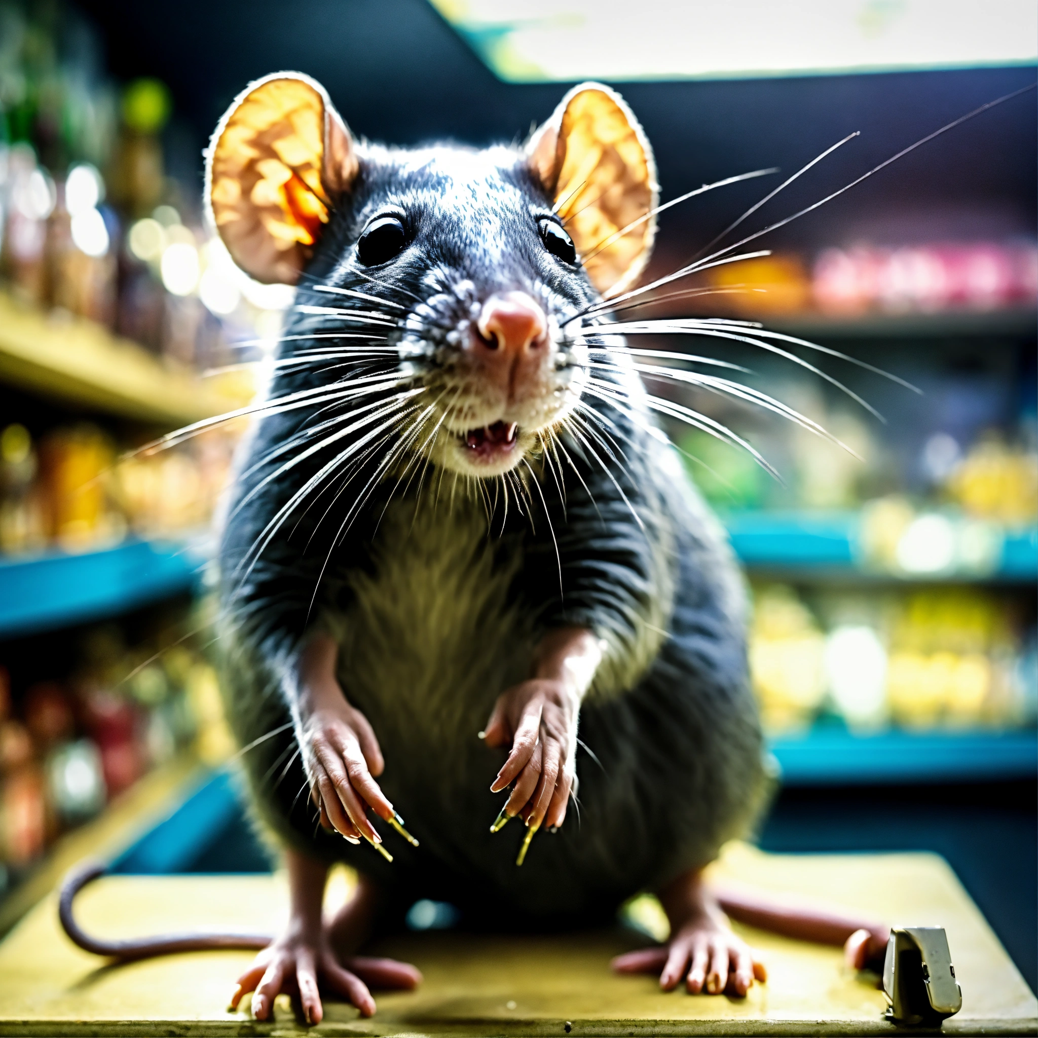 Lexica - Cctv recording of rat robbing store with a gun