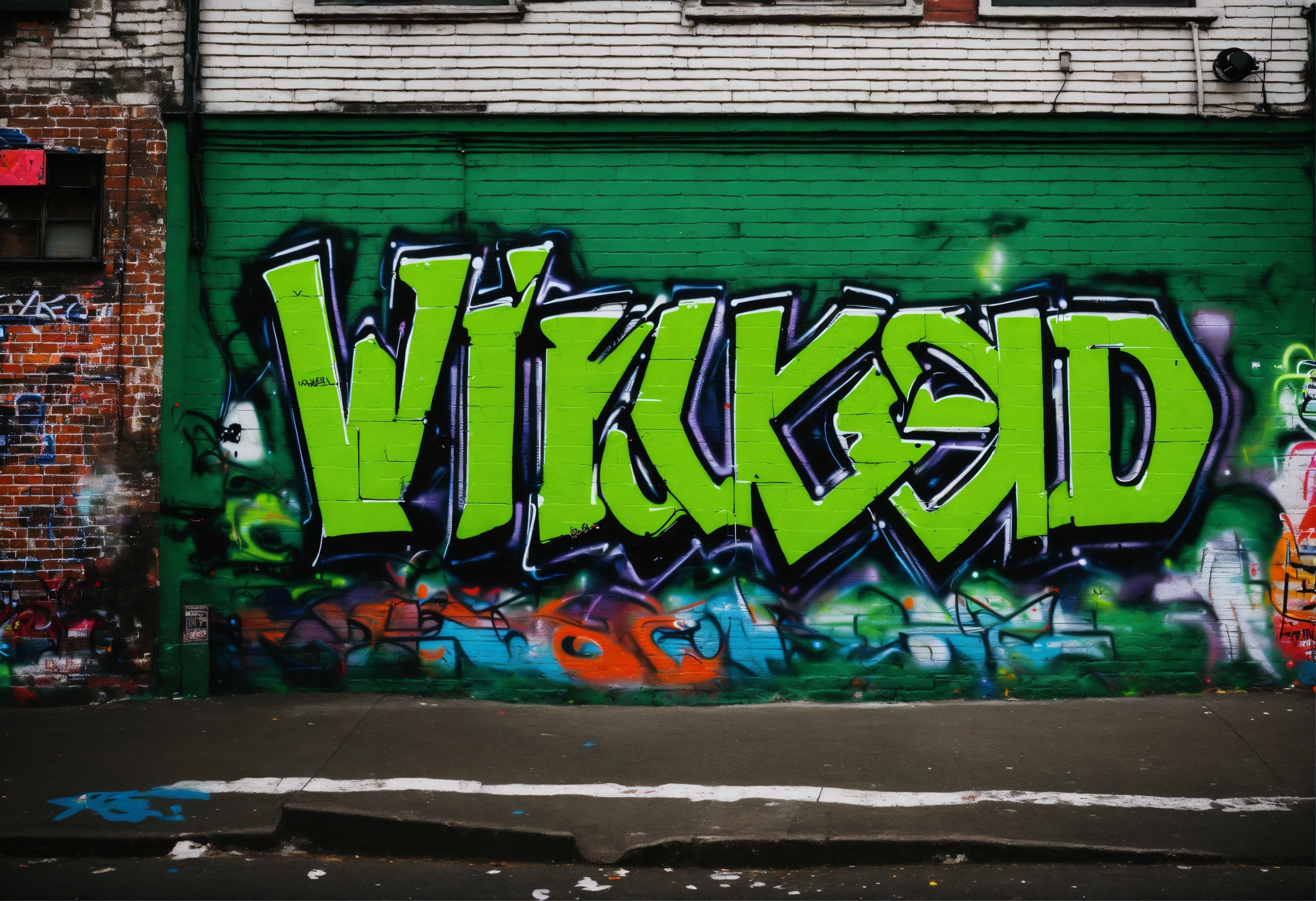 Lexica - A graffiti saying wicked game in emerald on the wall in ...