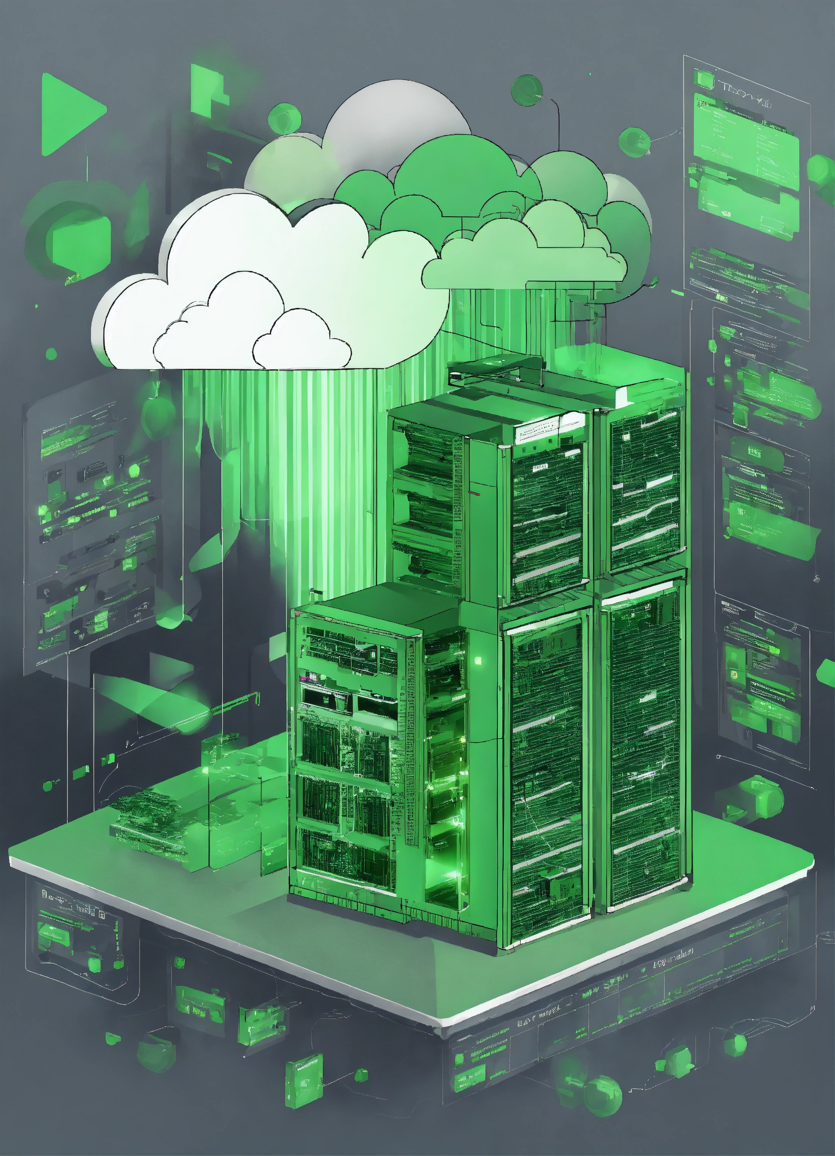 Lexica - IT pop style 2D poster network servers sending information to ...