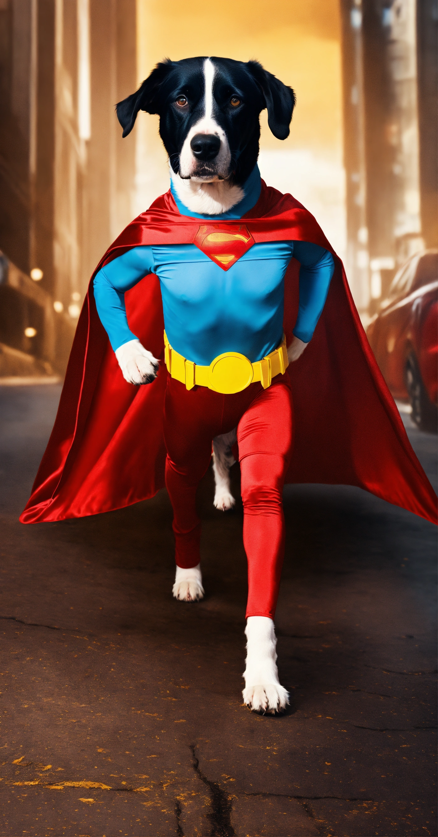Lexica - Generate a picture of a dog as a superhero sidekick, wearing a ...