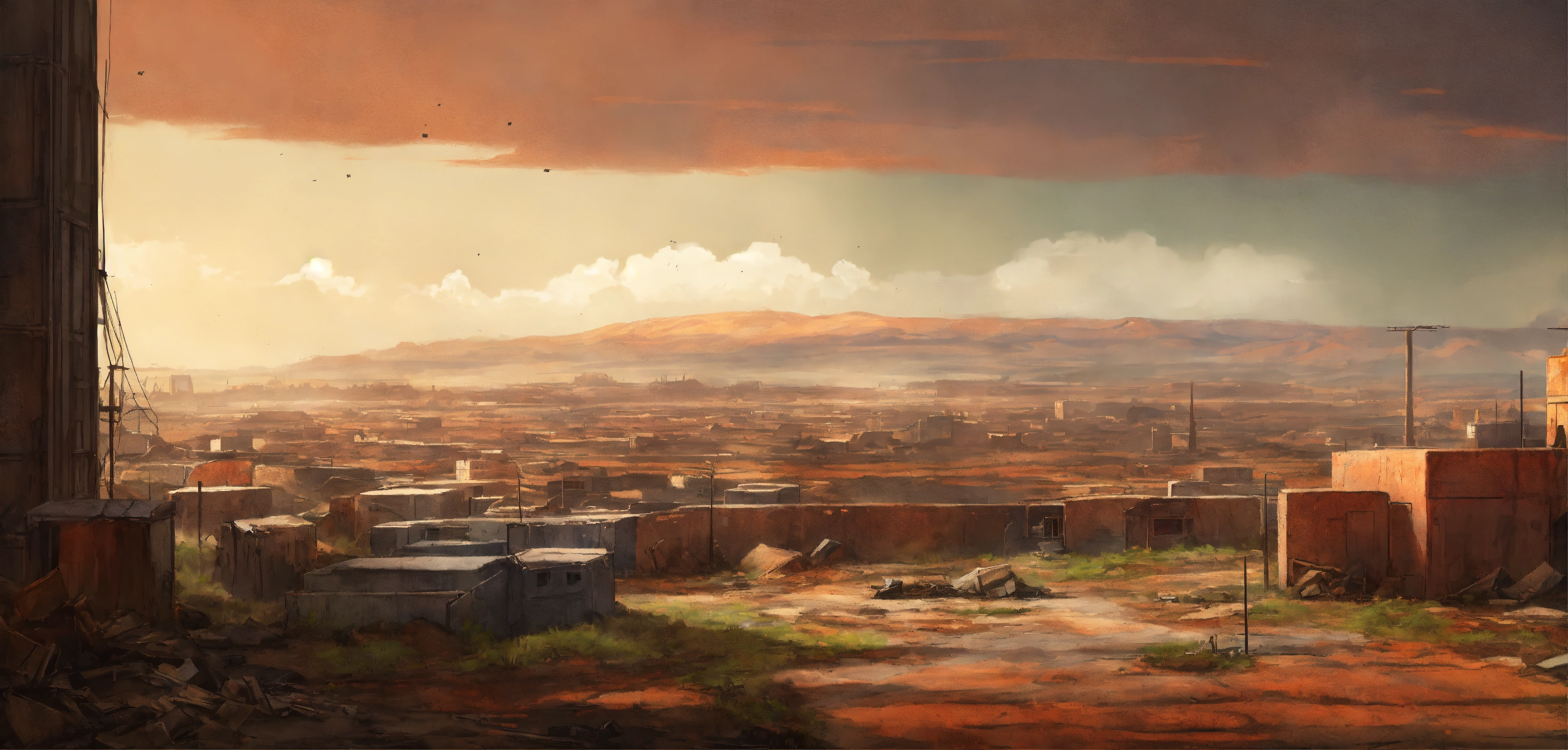 Lexica - Conept art, post apocalyptic, wasteland, small town in the ...
