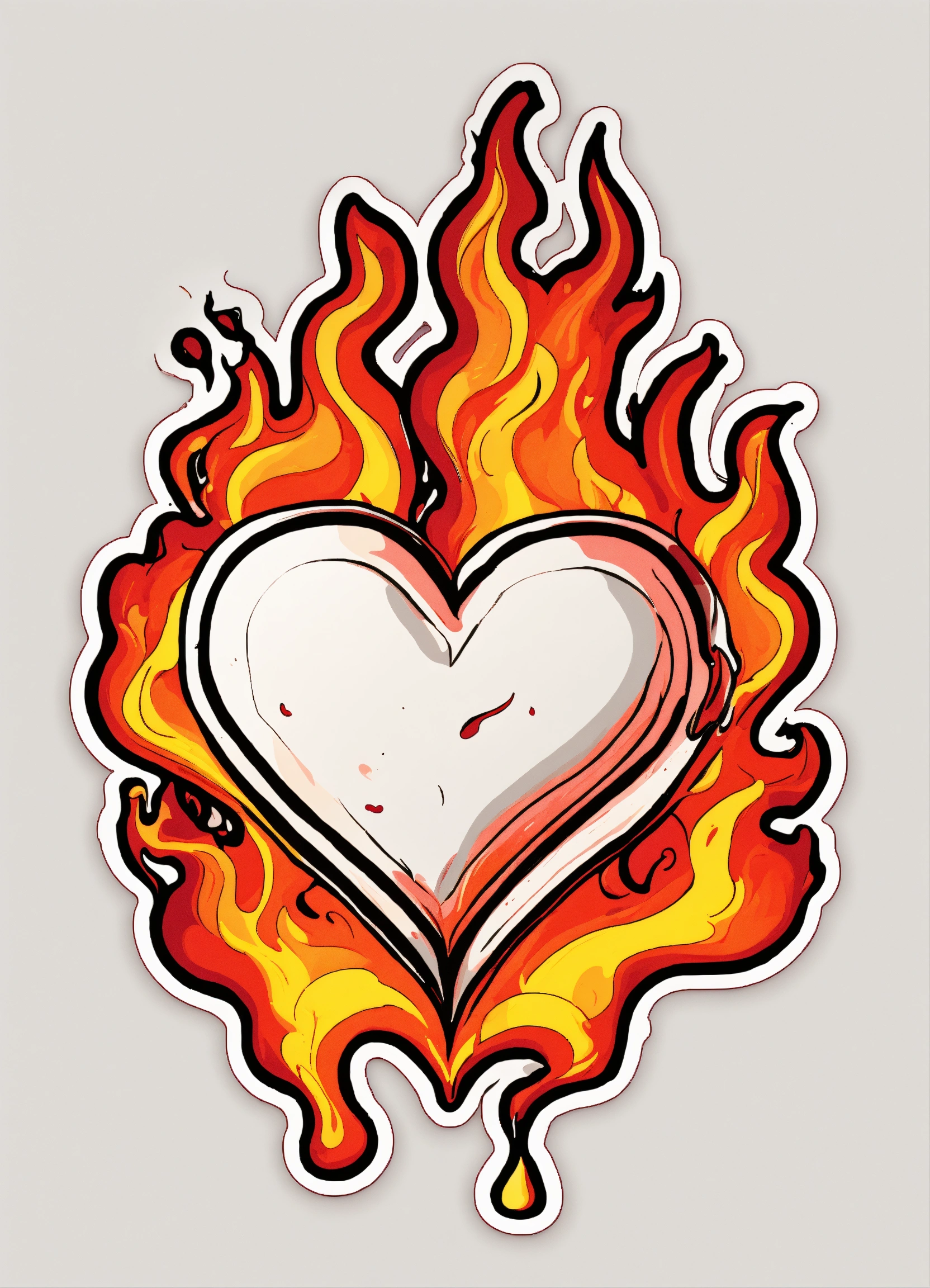 Lexica - Sticker, burning heart, melting heart, cute, stylized ...